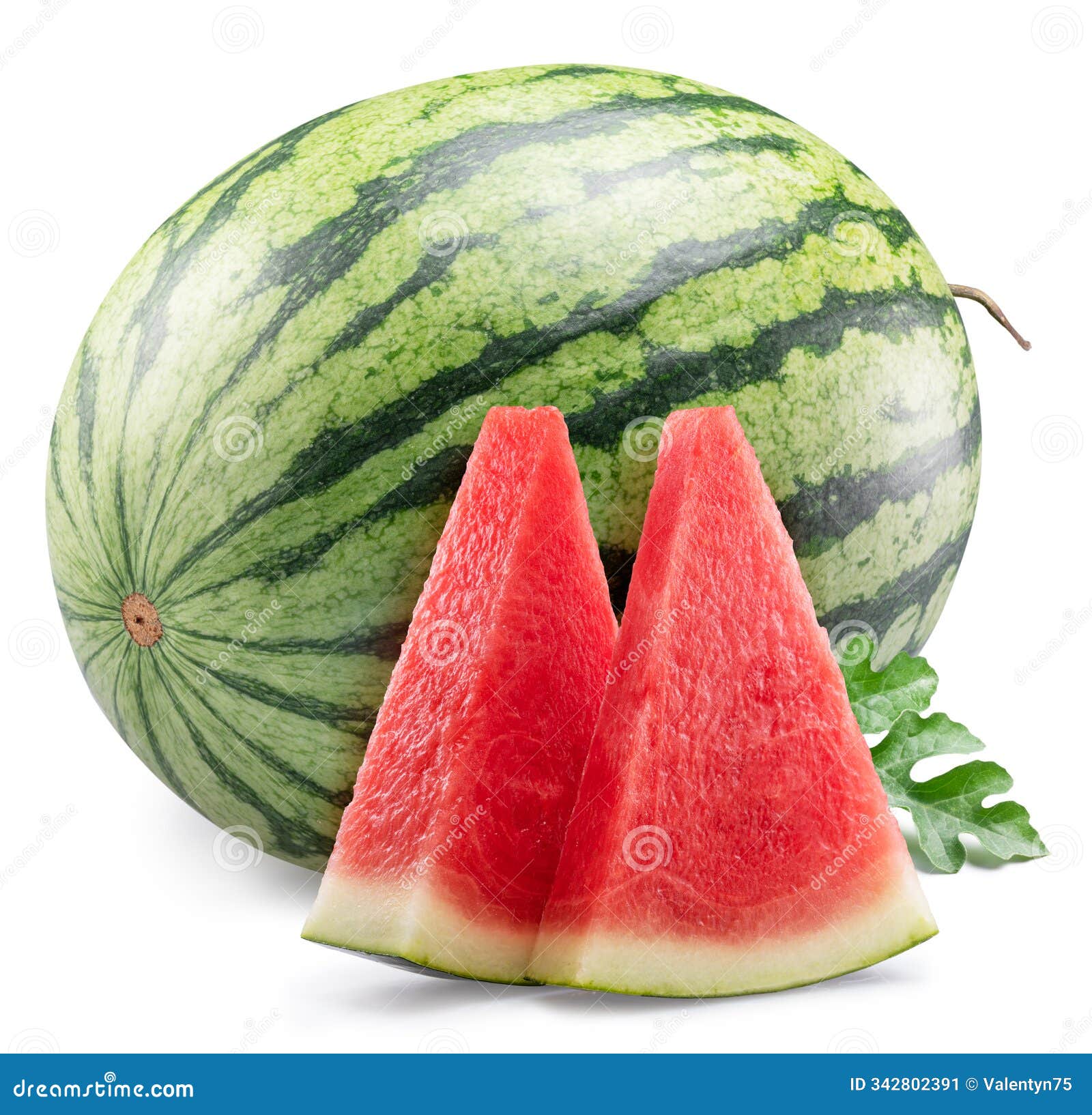 Round Striped Watermelon and Watermelon Triangle Slices Isolated on ...