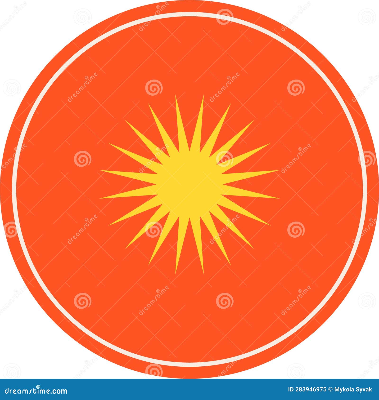 Round Sun Sticker stock vector. Illustration of graphic - 283946975
