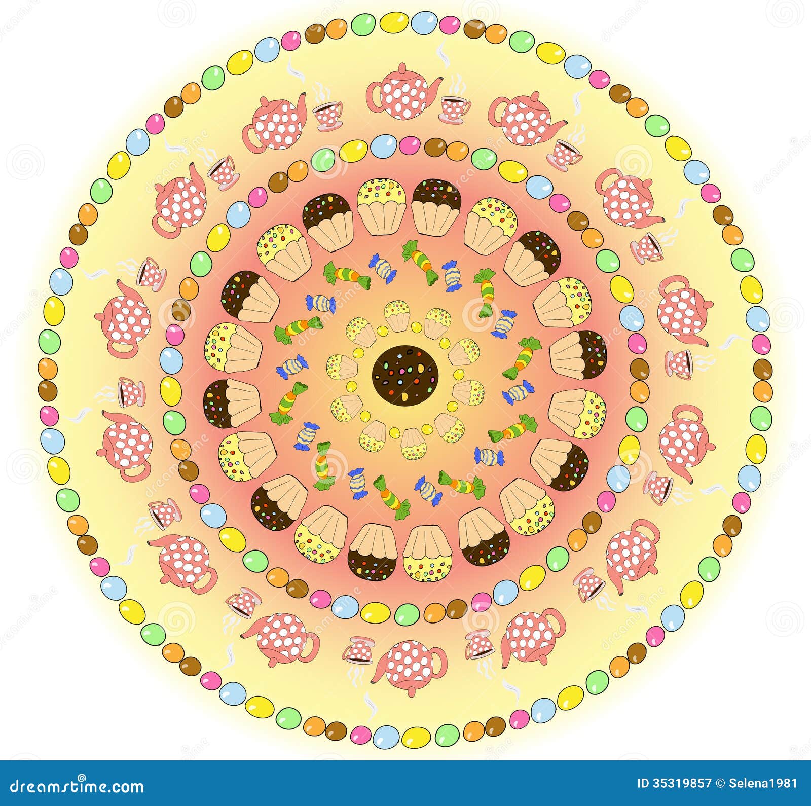 Round sweet pattern stock vector. Illustration of celebration - 35319857