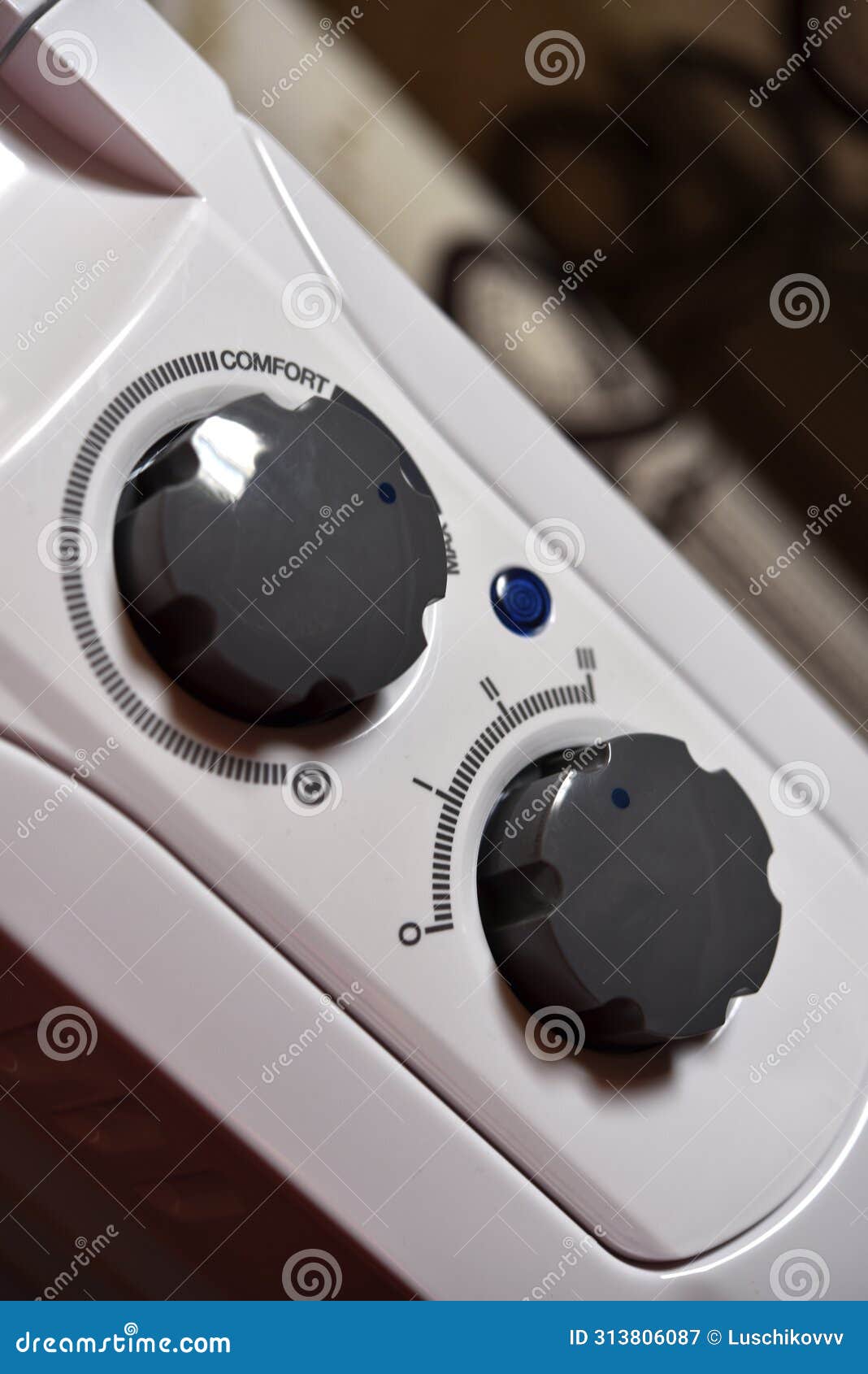 Round Switches on a White Radiator. the Control Panel Stock Image ...