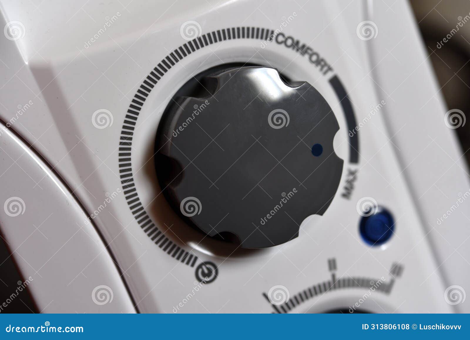Round Switches on a White Radiator. the Control Panel Stock Photo ...