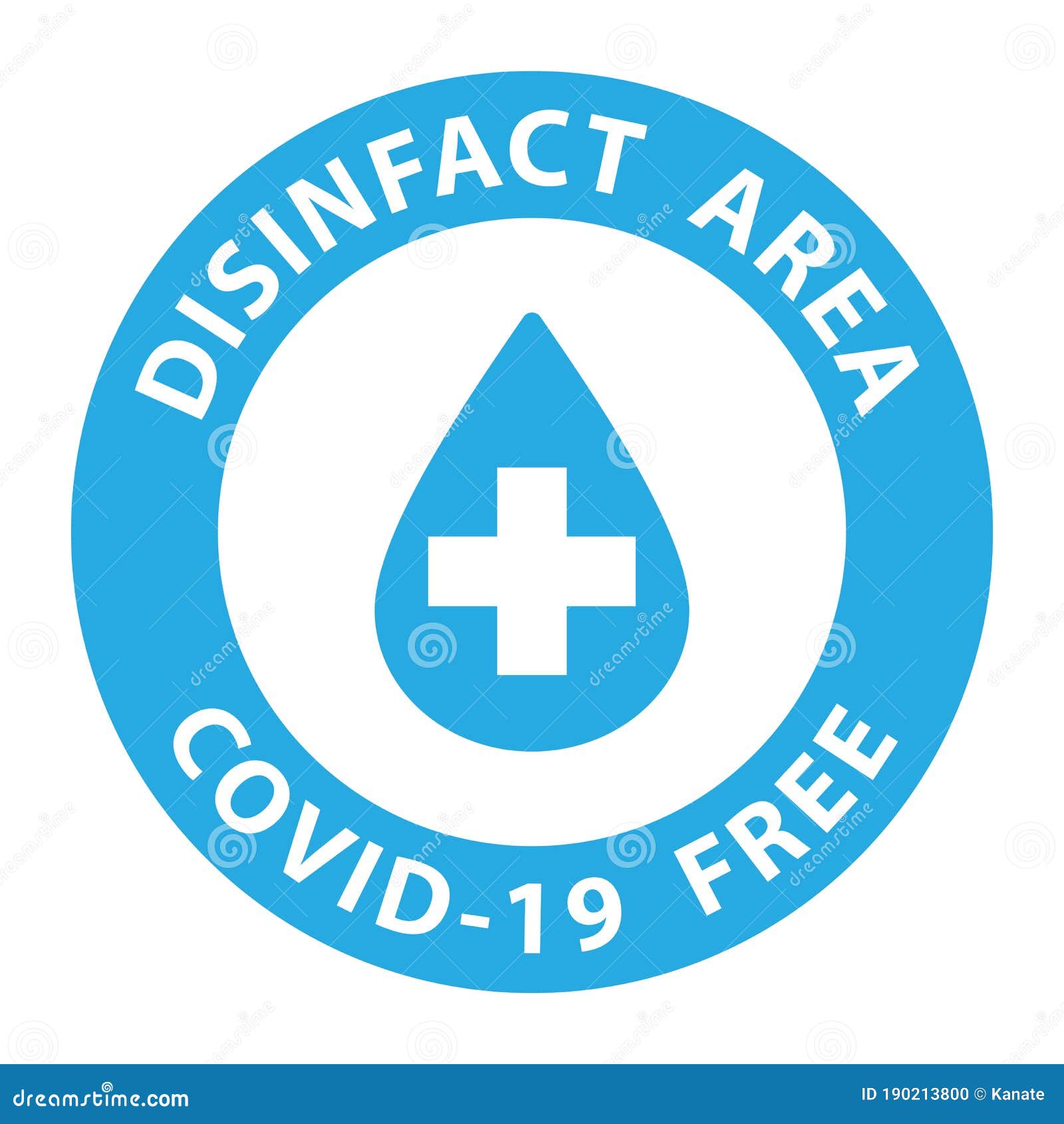Round Symbol for Disinfected Areas of Covid-19. Covid Free Zone Stock ...