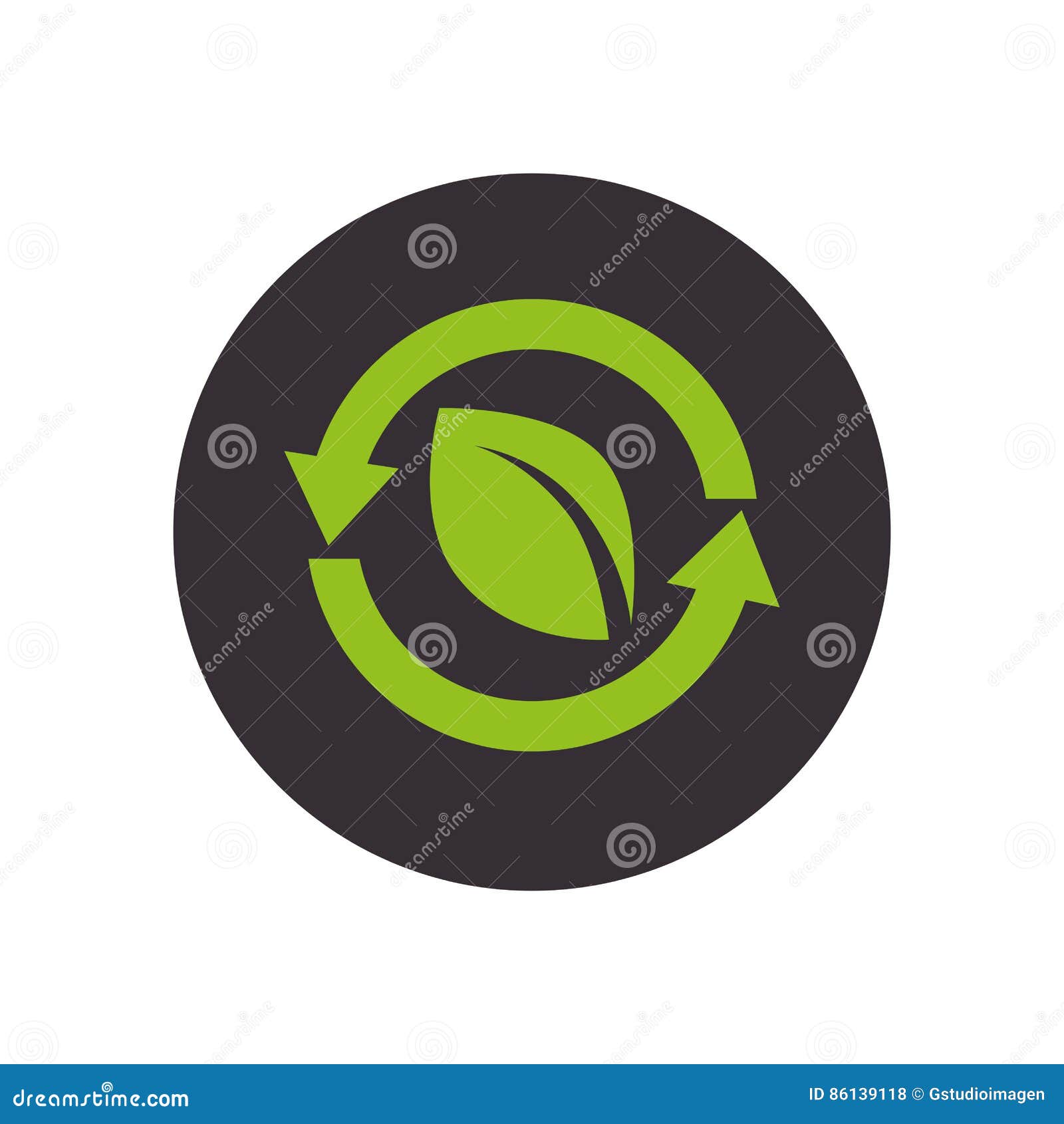 Round Symbol With Leaf In Circle Formed Arrows Vector Illustration ...