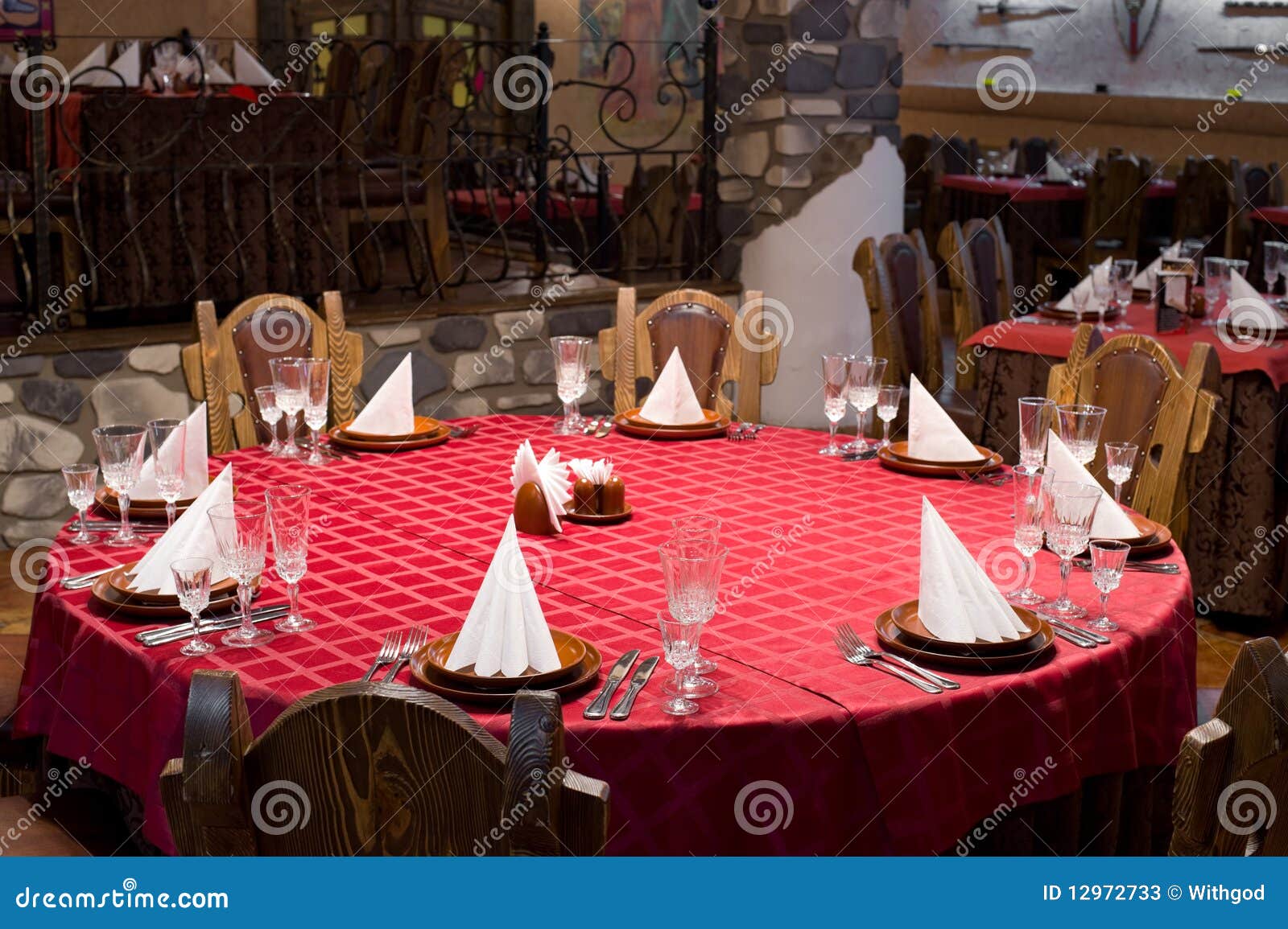 Round table stock image. Image of massive, flatware, plate - 12972733