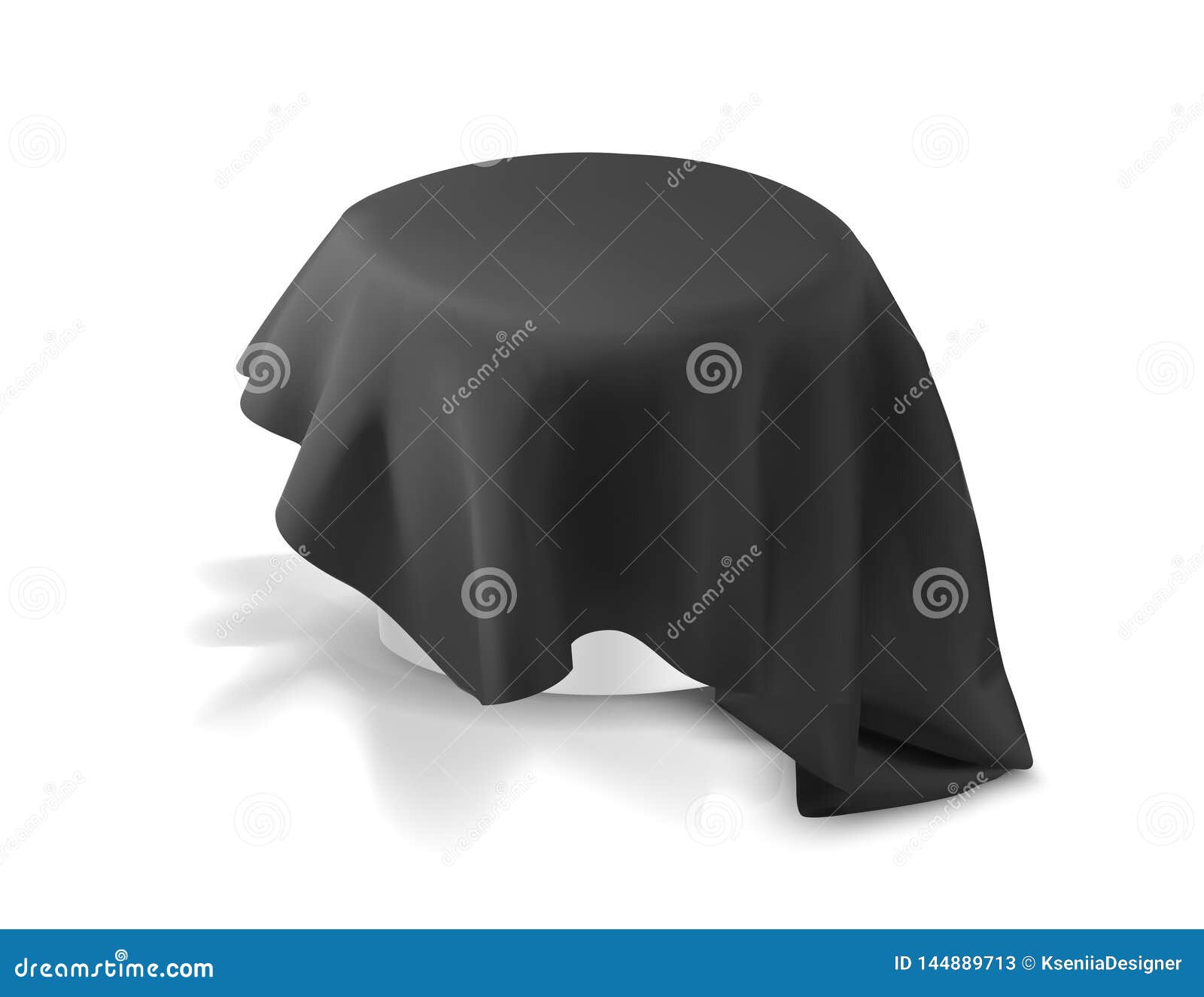 Round Table with Black Tablecloth Stock Vector - Illustration of folds ...