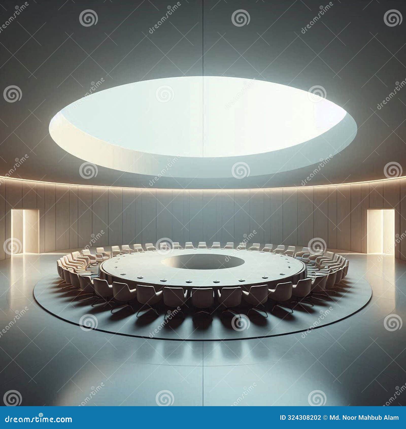 A Round Table with Chairs in a Circle with a Round Circle on the Top ...