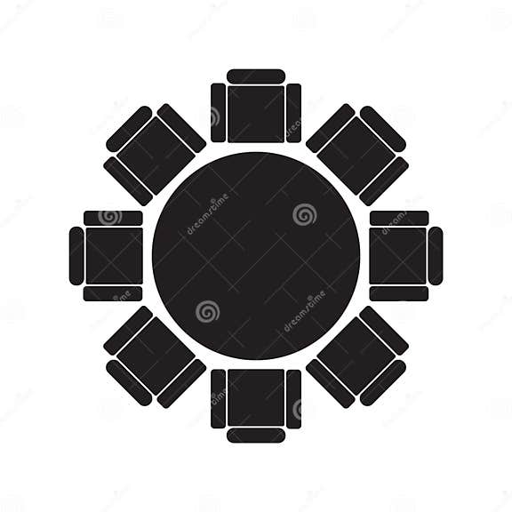 Round Table and Chairs Icon Stock Vector - Illustration of chairs ...