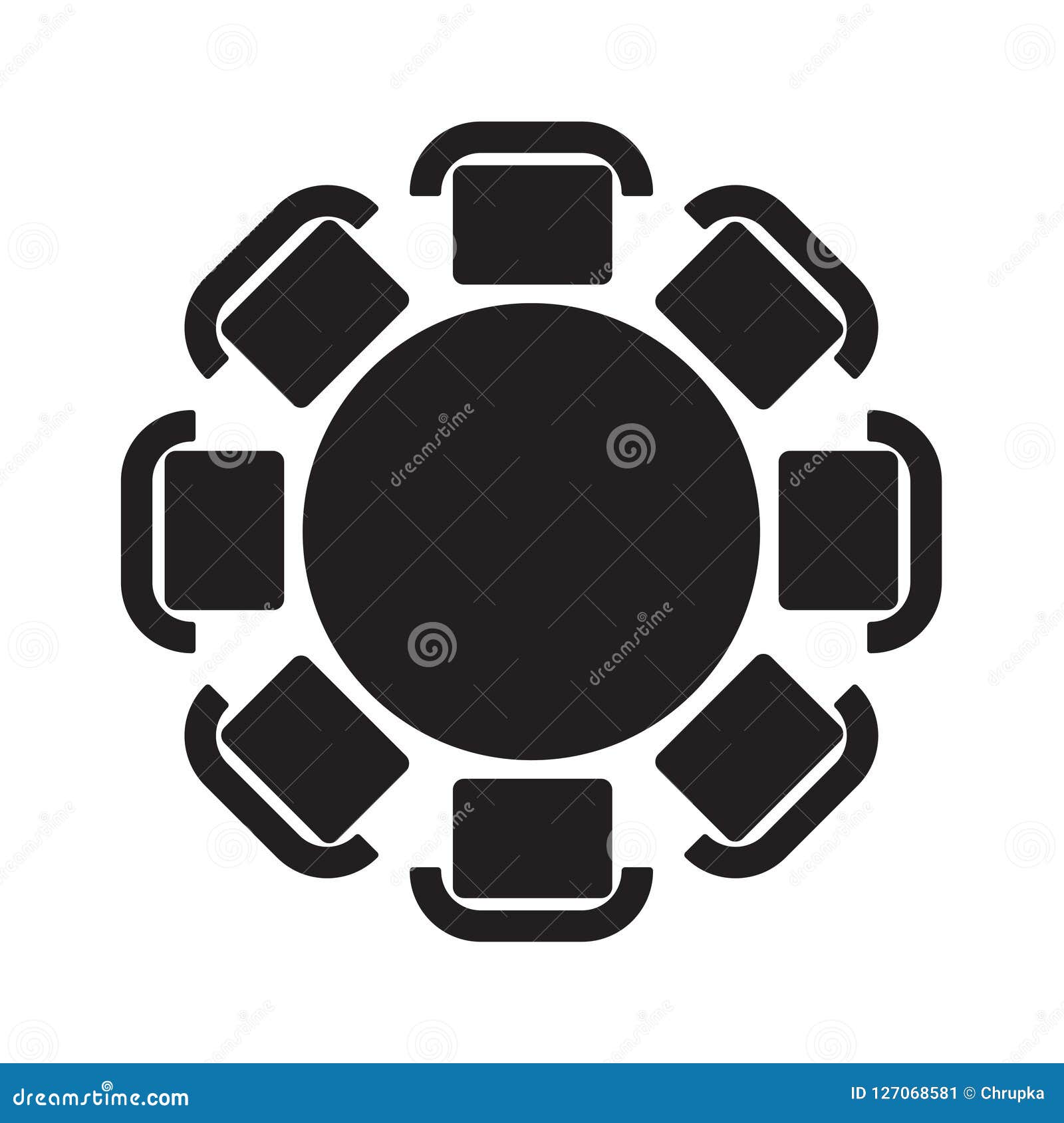 Round Table and Chairs Icon Stock Vector - Illustration of aerial ...