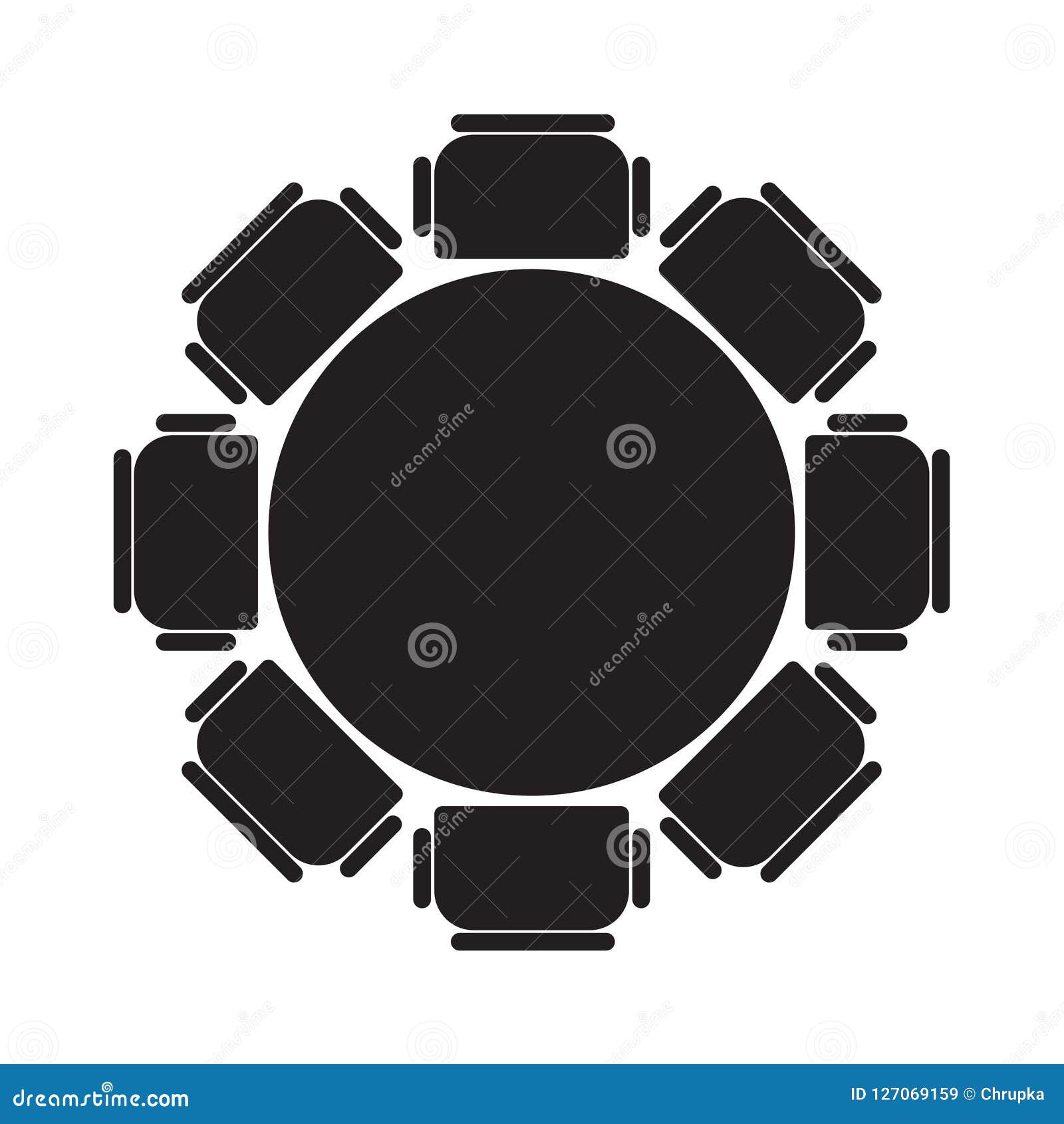 Round Table and Chairs Icon Stock Vector - Illustration of meeting ...