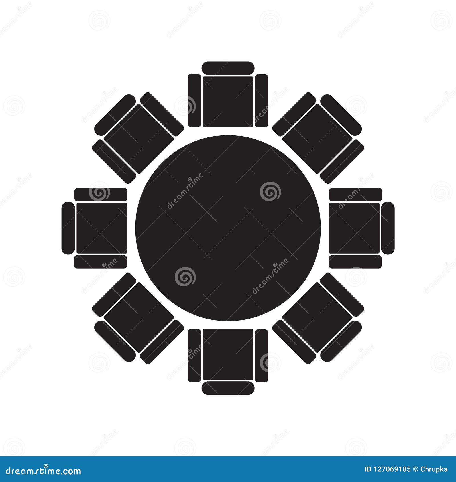 Round Table and Chairs Icon Stock Vector - Illustration of chair, desk ...