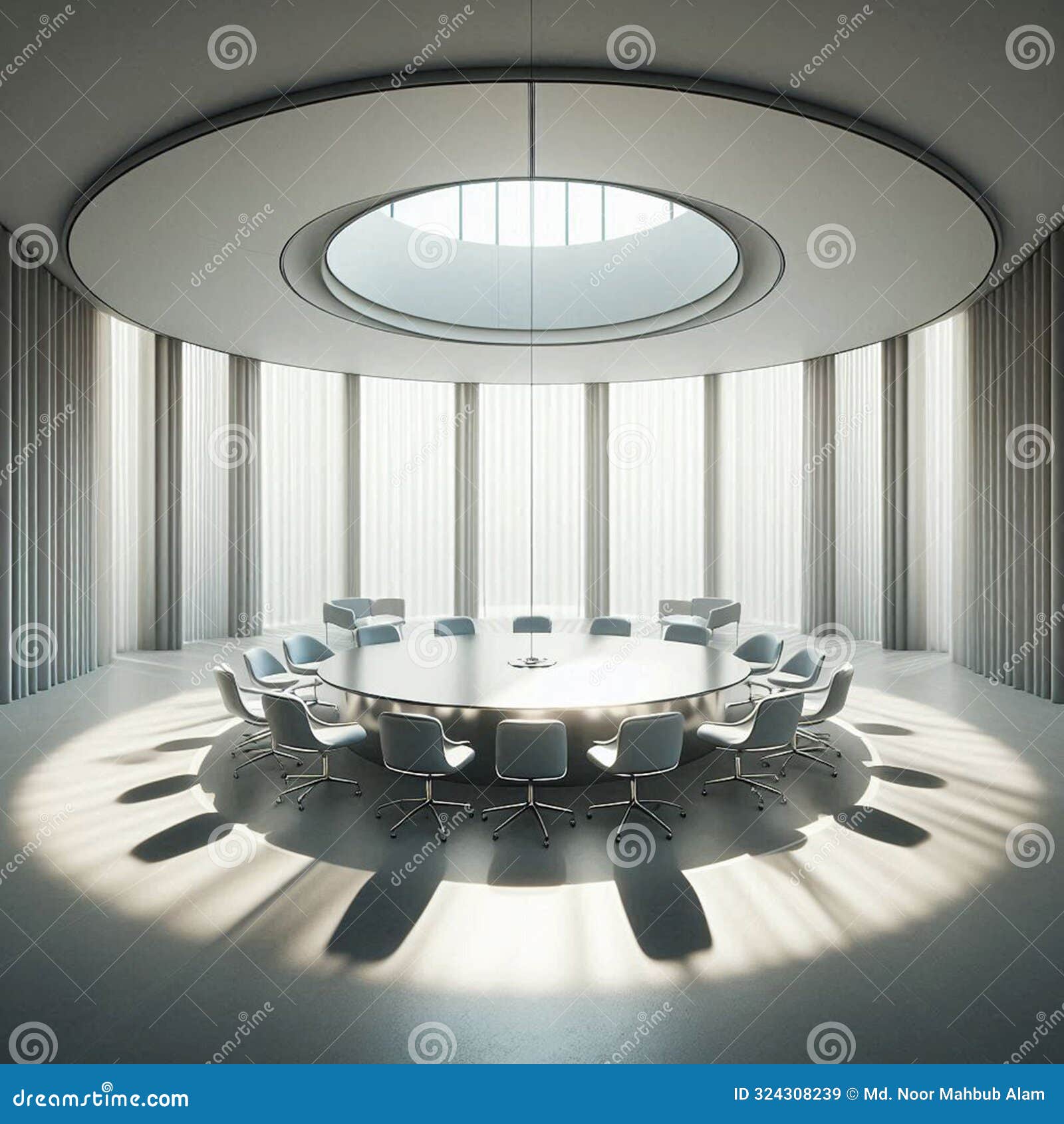 A Round Table with Chairs and a Round Table with a Round Circle in the ...