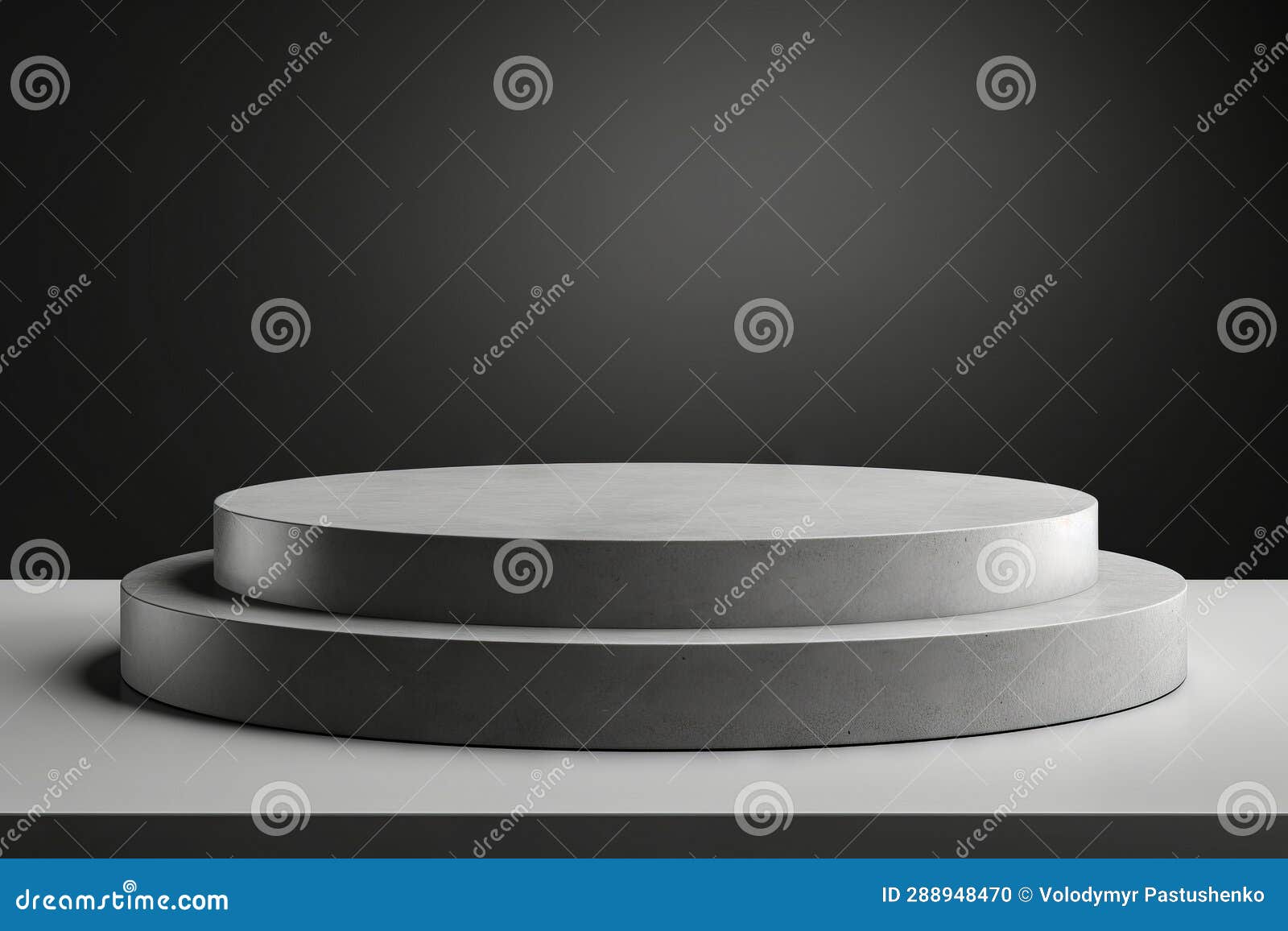 Round Table with Circular Base on Top of it, in Dark Room. Generative ...