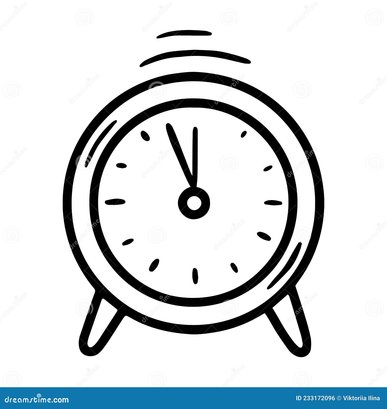 Round Table Clock, Linear Vector Icon in Doodle Style Stock Vector ...