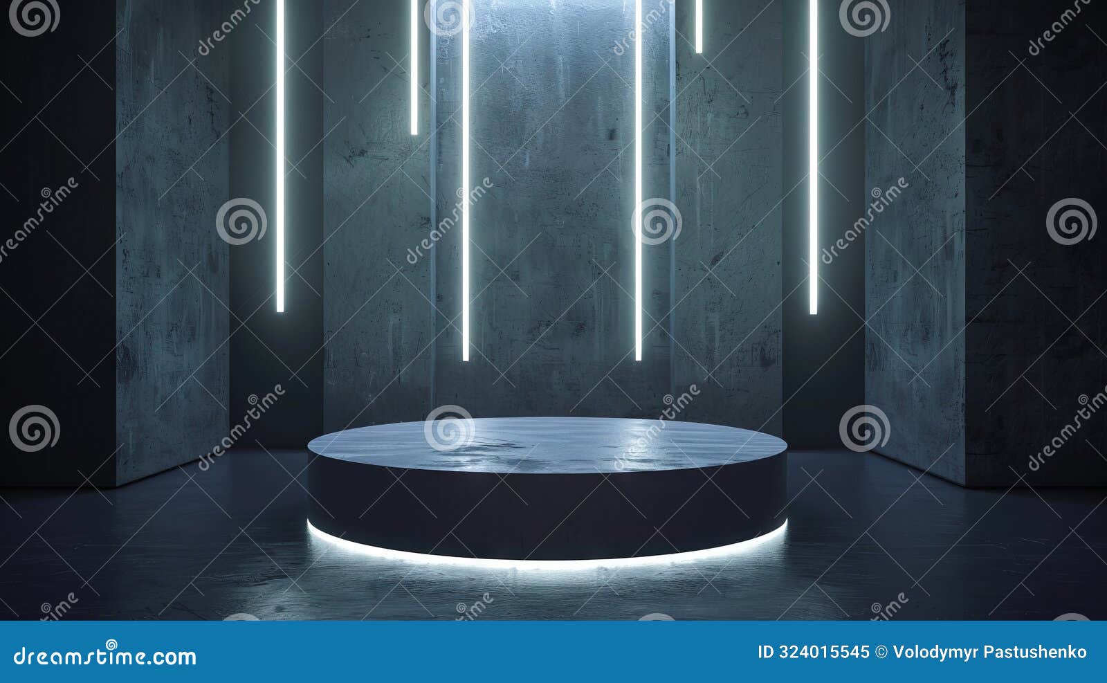 A Round Table in a Dark Room with Light Coming from the Ceiling Stock ...