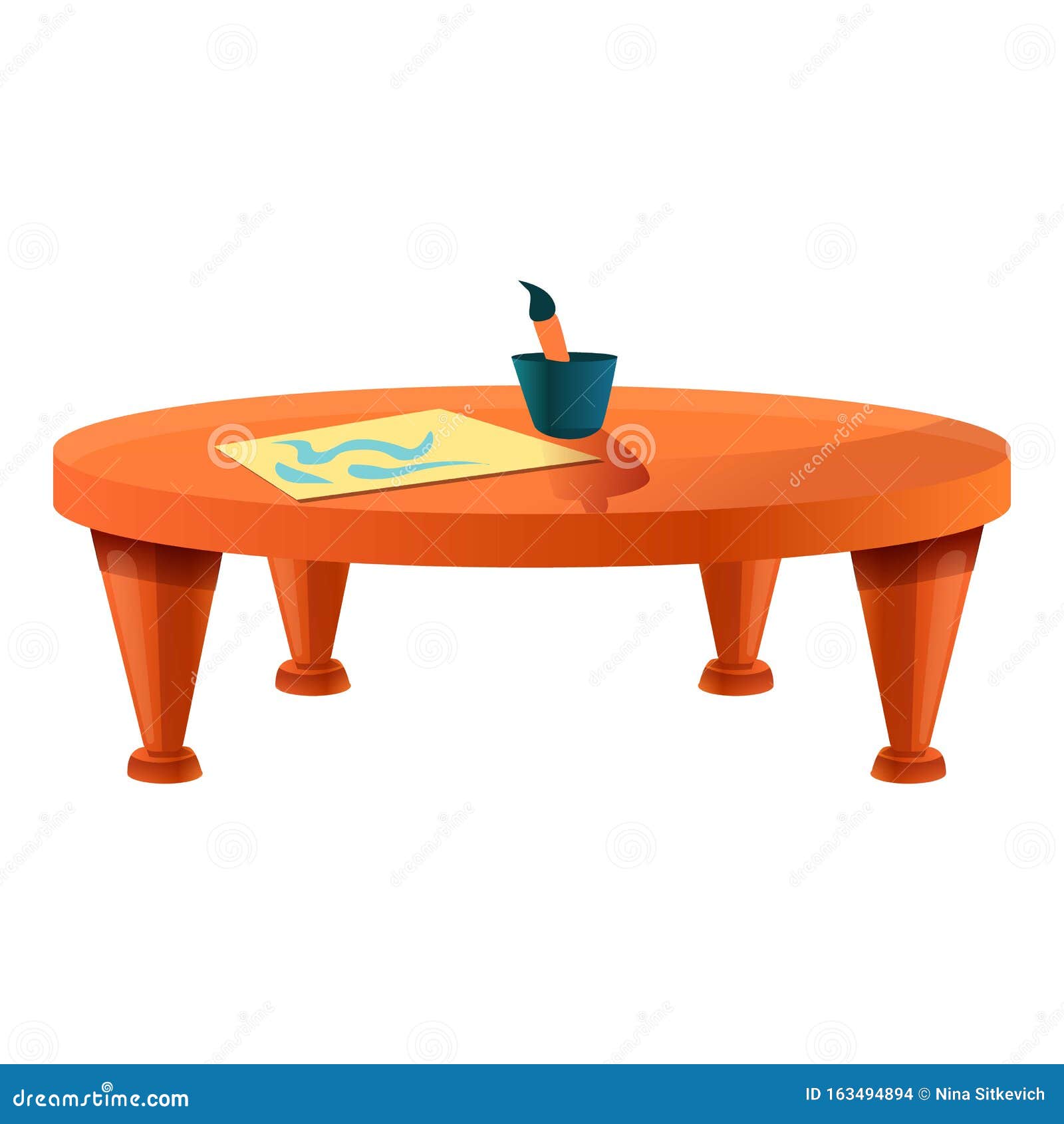 Round Table Icon, Cartoon Style Stock Vector - Illustration of ...