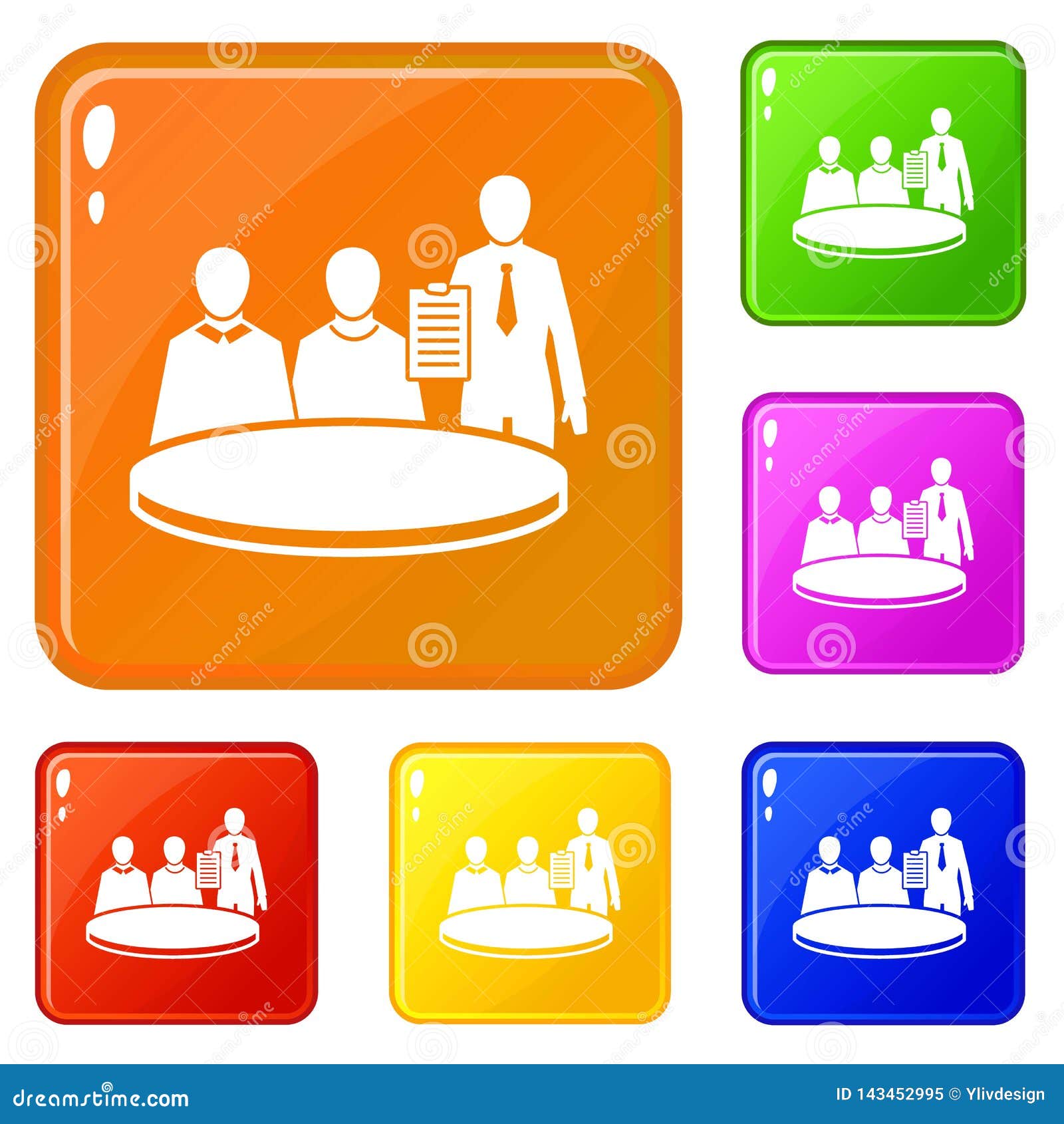 Round Table Icons Set Vector Color Stock Vector - Illustration of empty ...