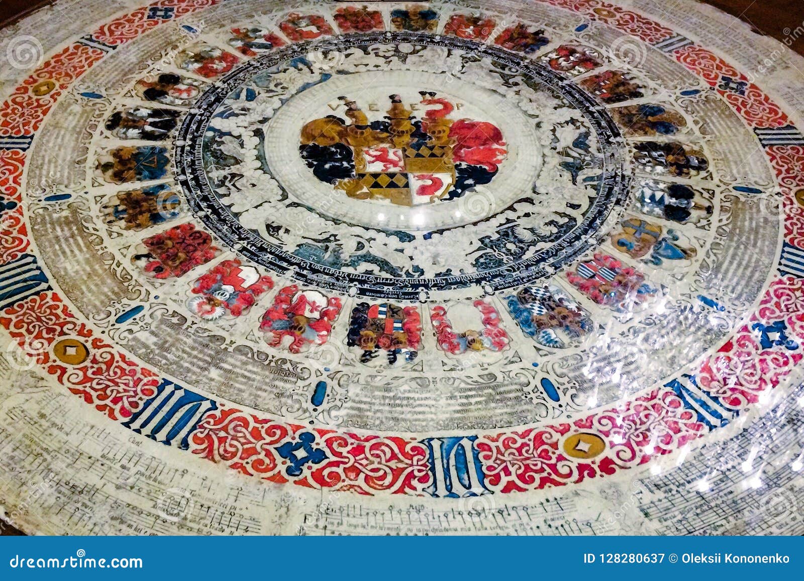 Round Table with Images of Many Medieval Arms Stock Image - Image of ...