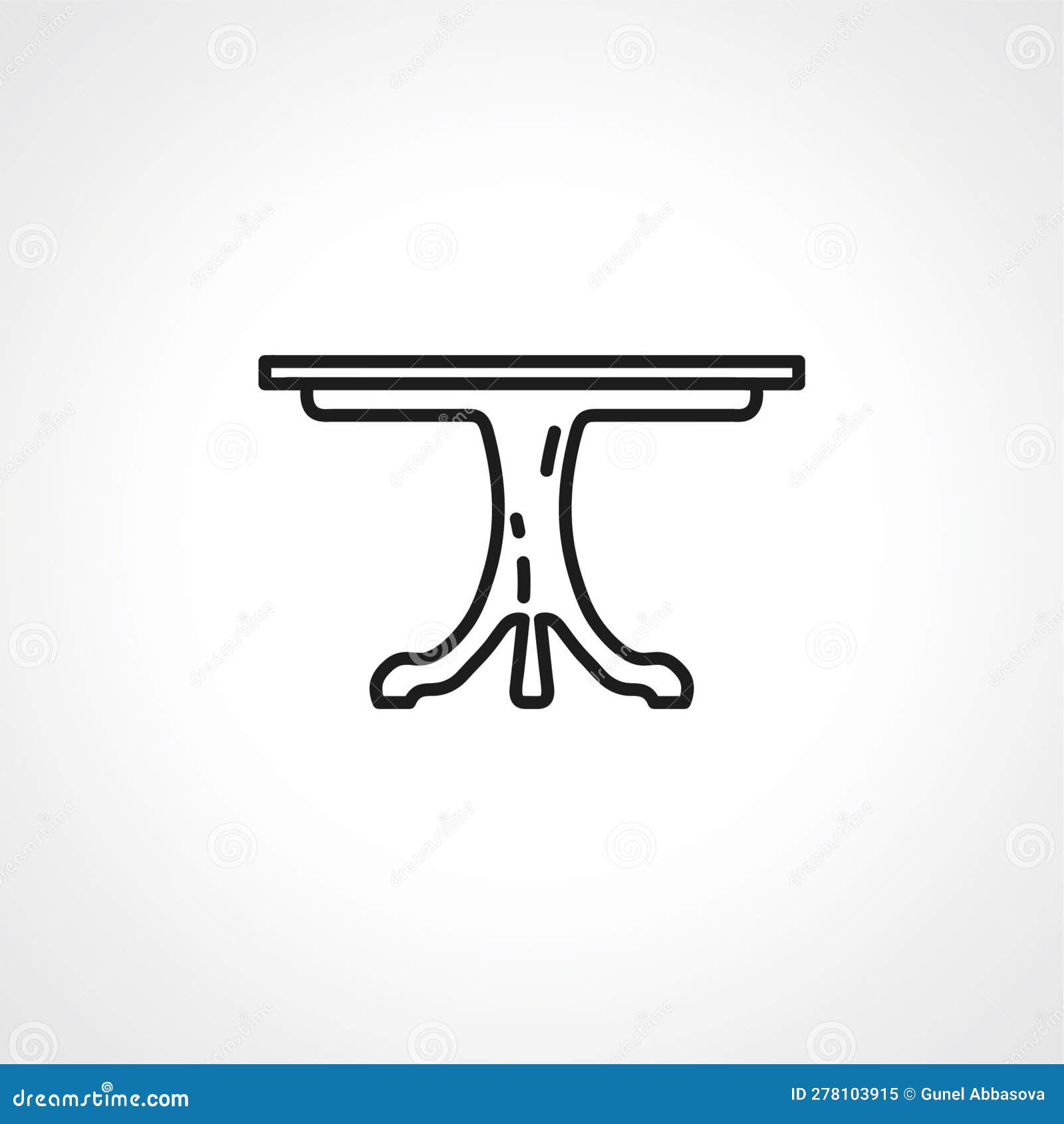 Round Table Line Icon, Round Table Web Icon Stock Vector - Illustration ...