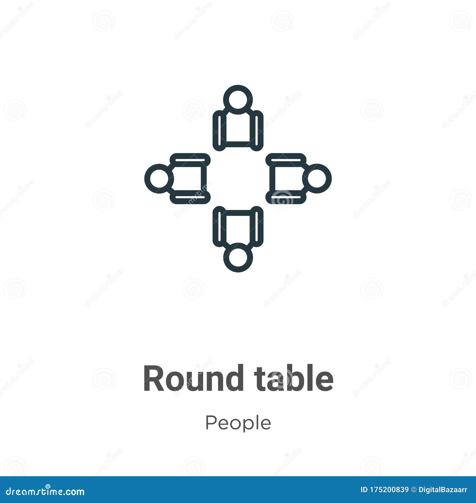 Round Table Outline Vector Icon. Thin Line Black Round Table Icon, Flat ...