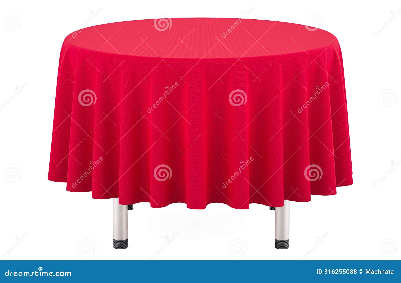 Round Table with Red Table Cloth. 3D Rendering Stock Illustration ...