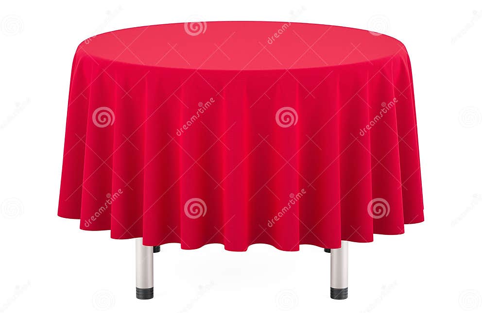 Round Table with Red Table Cloth. 3D Rendering Stock Illustration ...