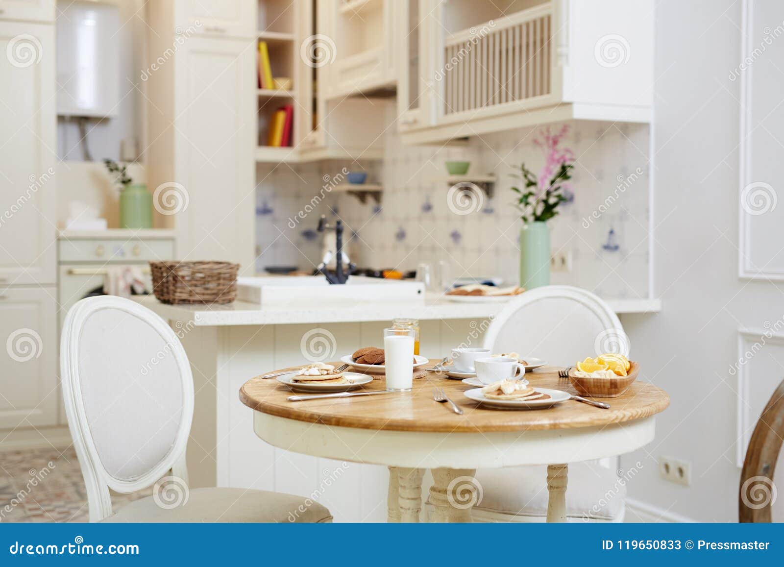 Breakfast on table stock image. Image of kitchen, drink - 119650833