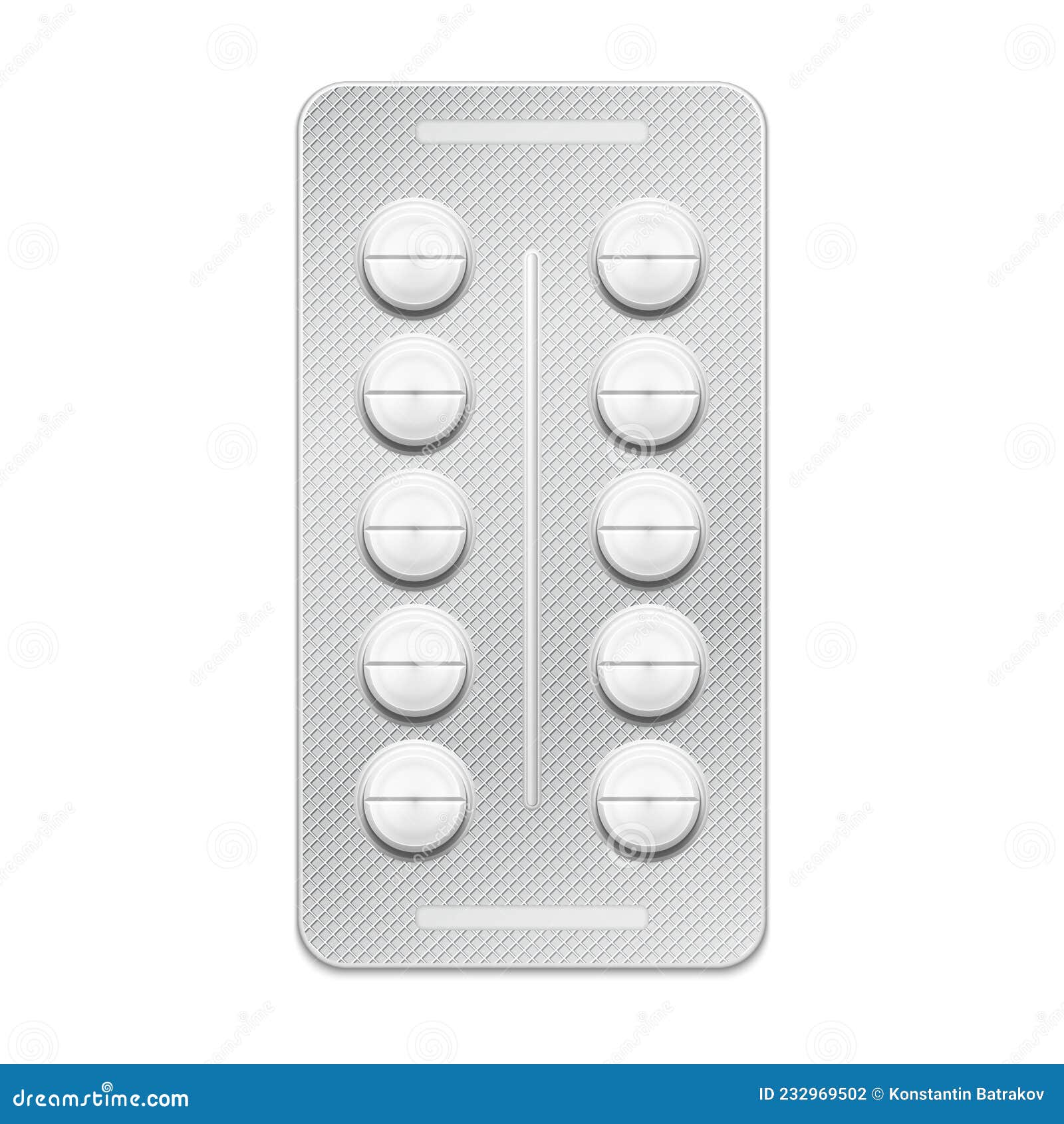 Round Tablets in Blister Pack. 10 Tablets Per Pack Stock Vector ...