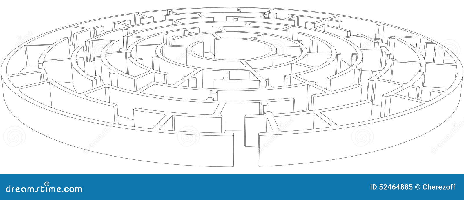 Round tangled maze. Vector stock vector. Illustration of drawing - 52464885