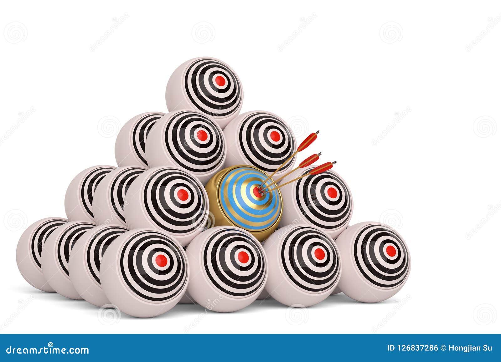 The Round Targets with Arrows in the Centre 3D Illustration. Stock ...