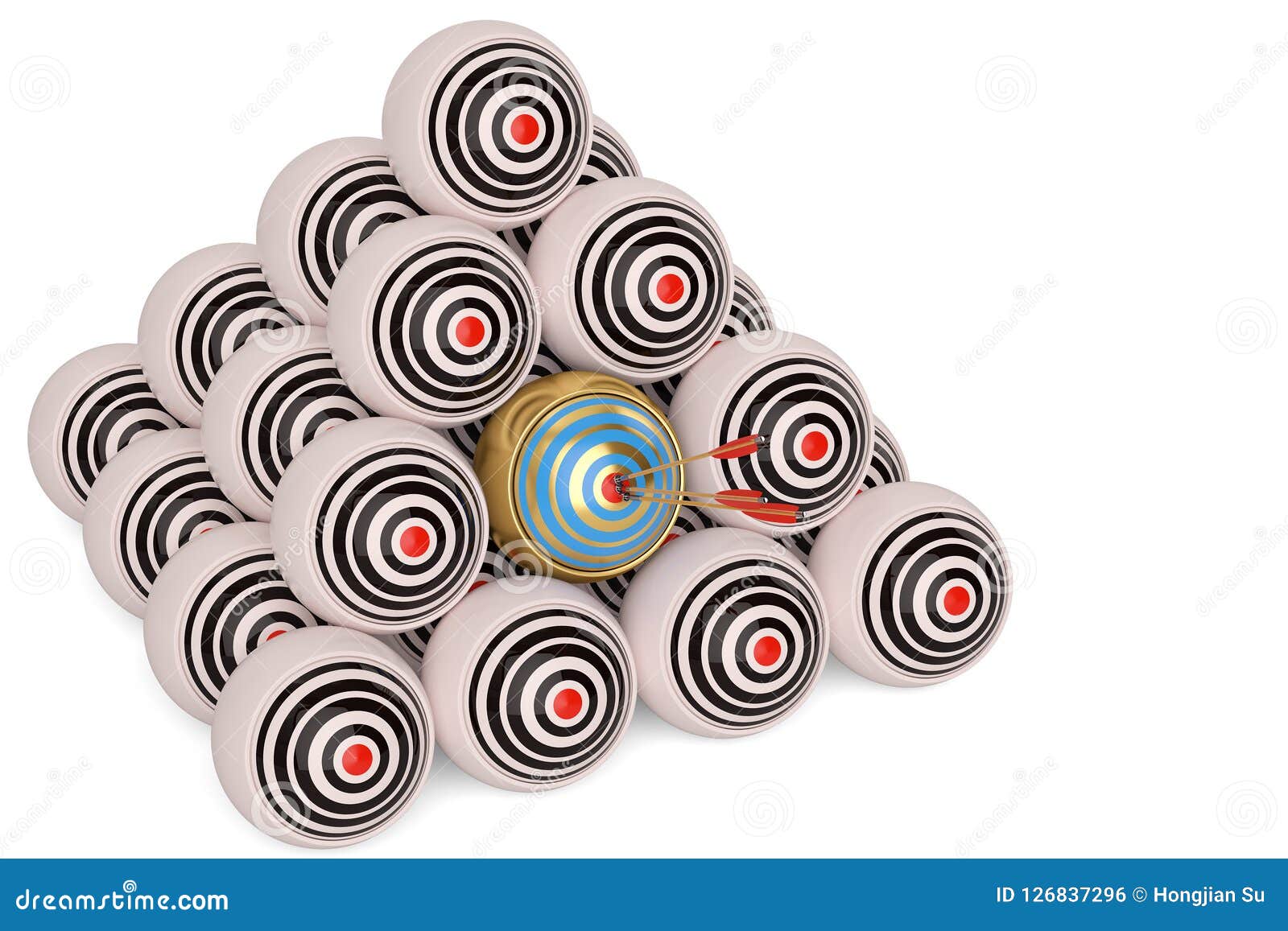 The Round Targets with Arrows in the Centre 3D Illustration. Stock ...