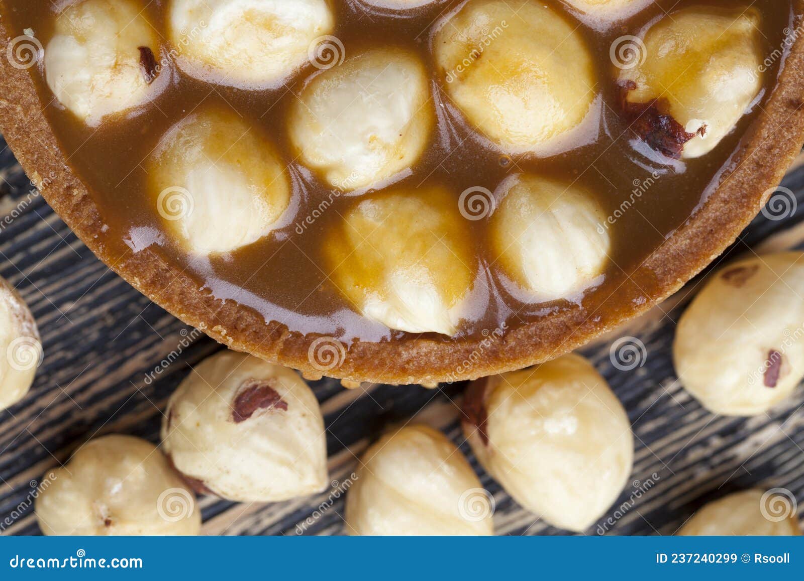 Round Tartlet with Soft Caramel and Roasted Hazelnuts Stock Image ...
