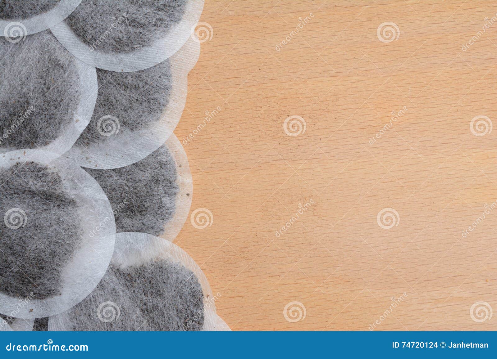 Round Tea Bags on Brown Table Stock Photo - Image of infuse, food: 74720124