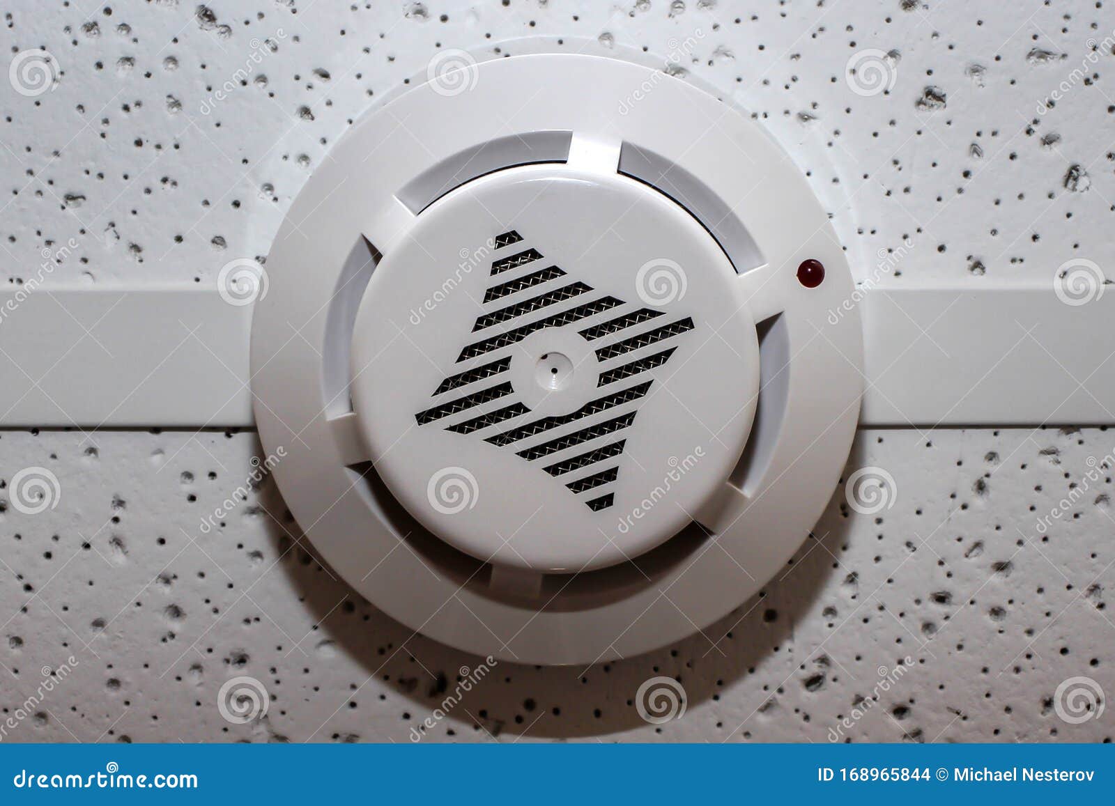 Round Temperature Sensor On The Ceiling. Fire Alarm Stock Photo ...