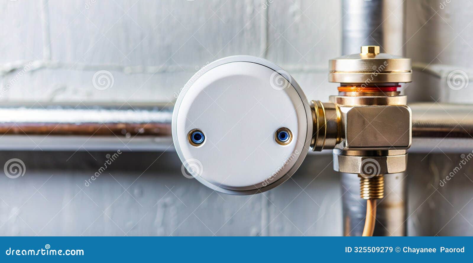 Round Temperature Sensor on the Hot Water Pipe Generative by AI Stock ...