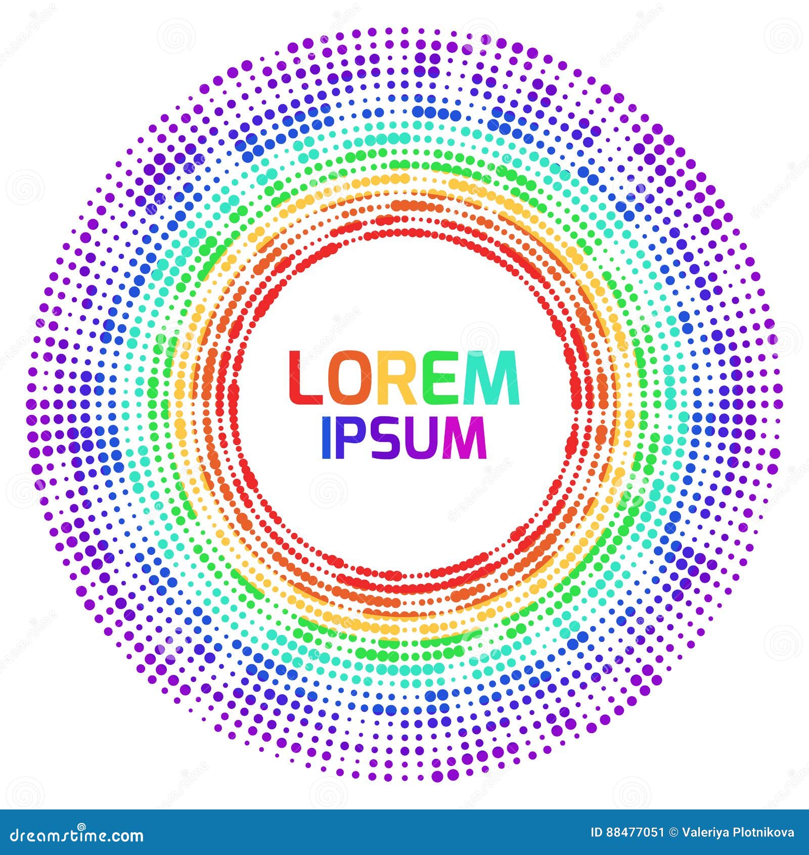 Round Template of Rainbow Frame with Halftone. Stock Vector ...