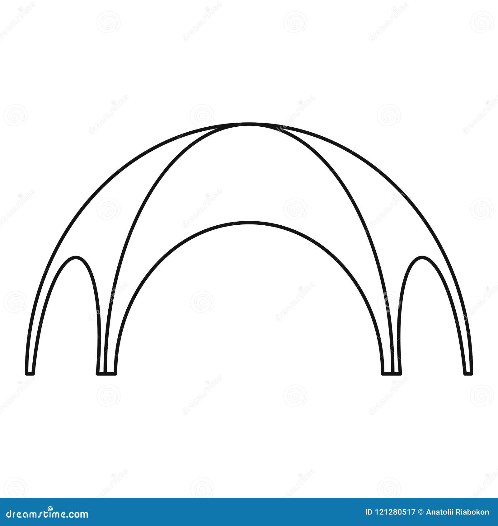 Round Tent Icon, Outline Style Stock Vector - Illustration of front ...