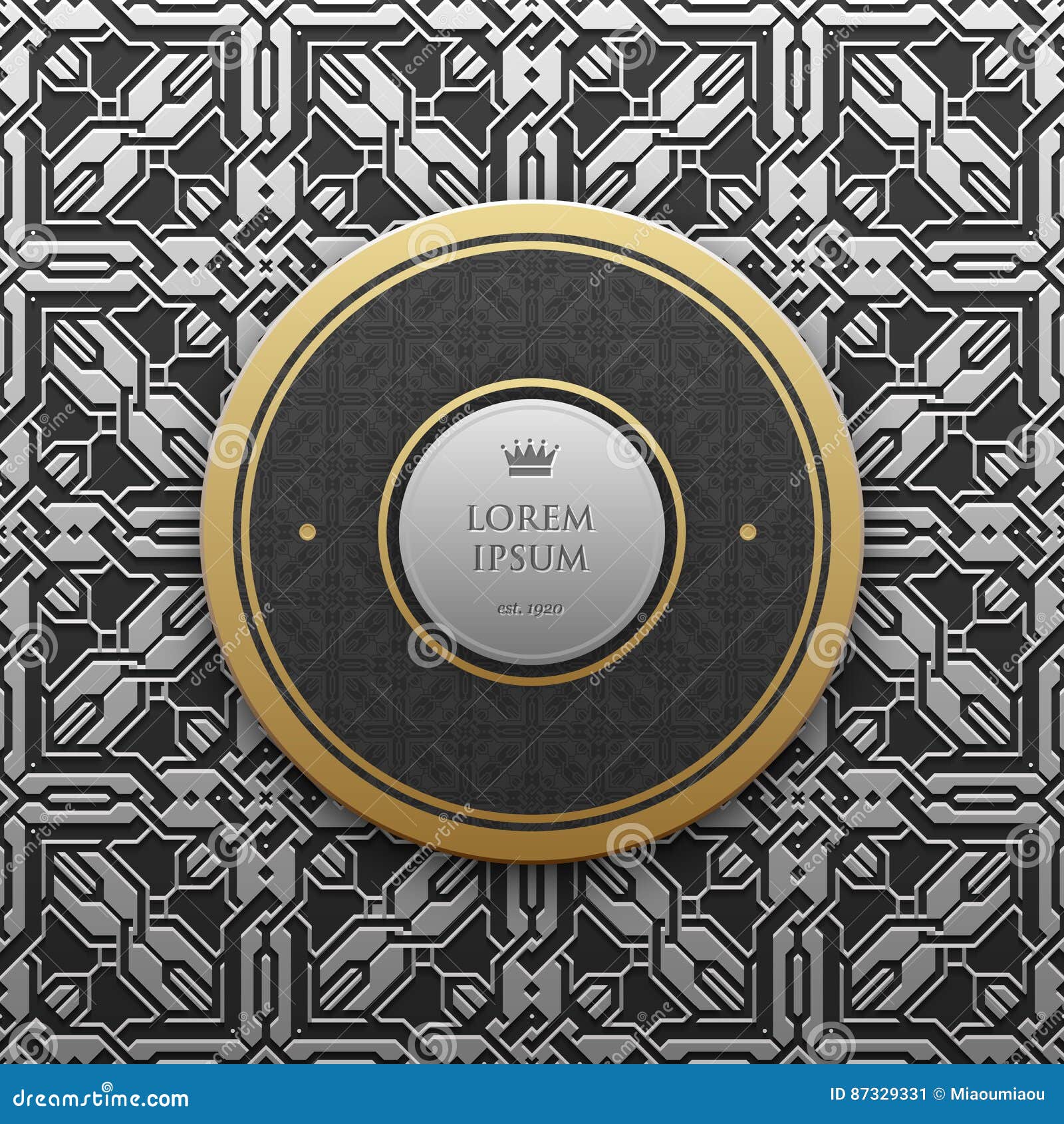 Round Text Banner Template on Silver/platinum Metallic Background with ...