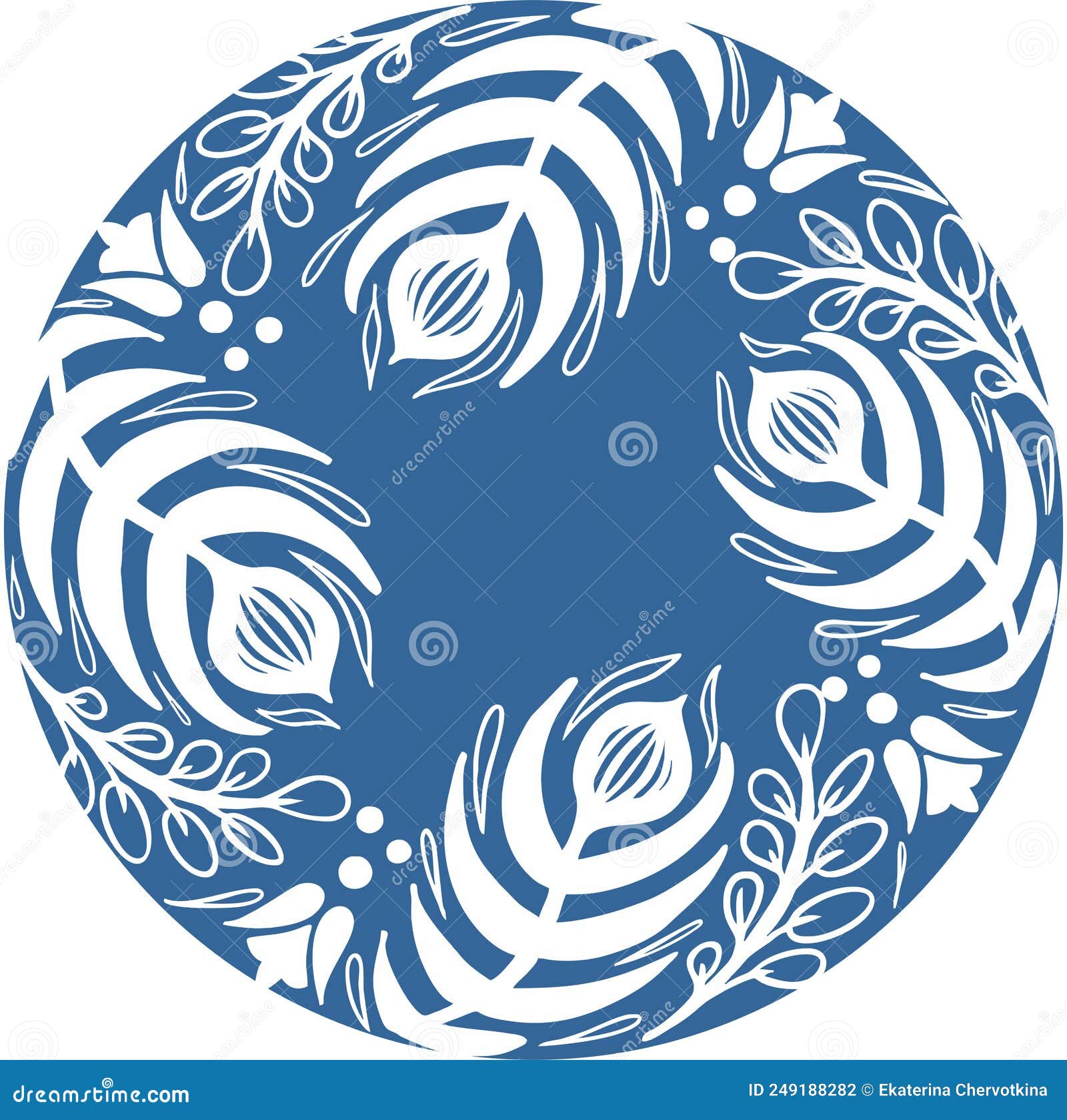 Round Text Frame with Flowers Stock Vector - Illustration of background ...