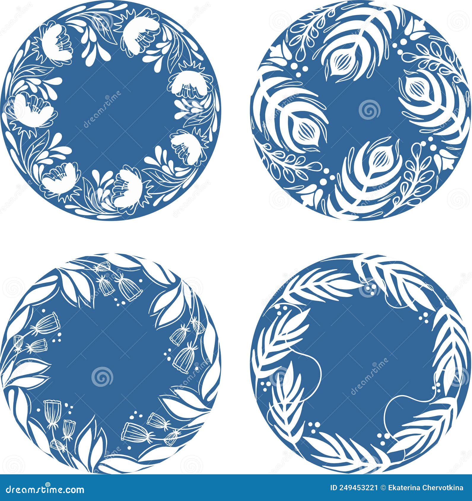 Round Text Frame with Flowers Stock Vector - Illustration of graphic ...