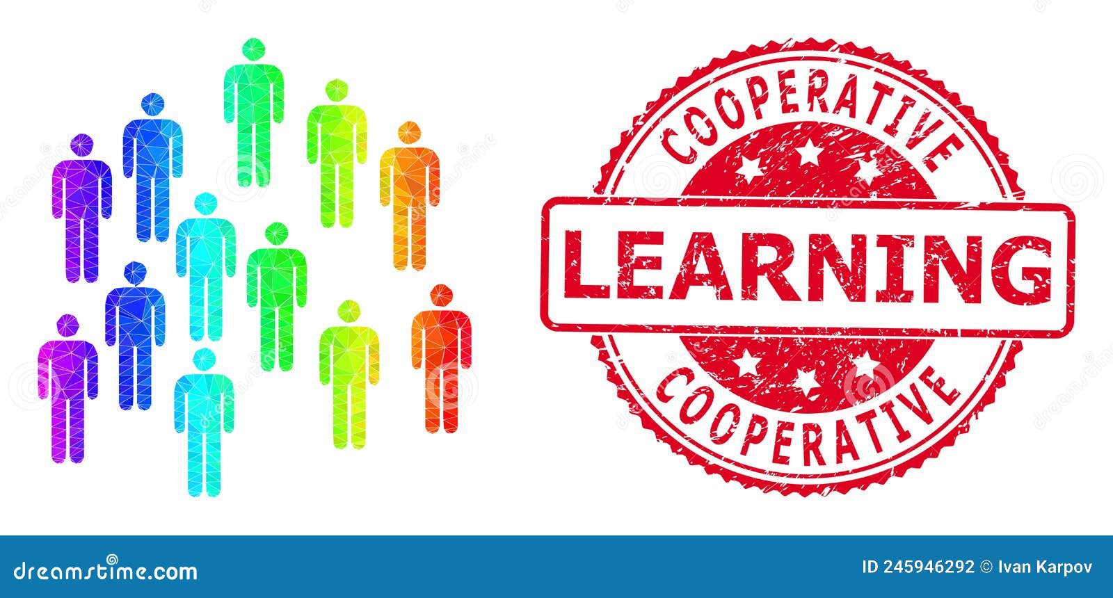 Round Textured Cooperative Learning Stamp Seal with Vector Lowpoly ...