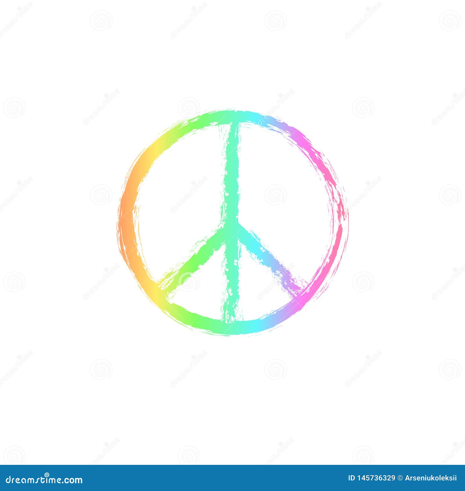 Round Textured Hippie Peace Sign for Printing. Stock Vector ...