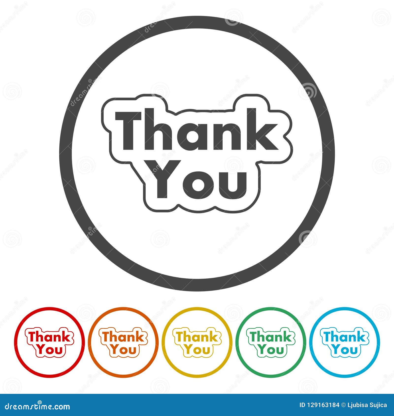 Round thank you icon stock vector. Illustration of green - 129163184