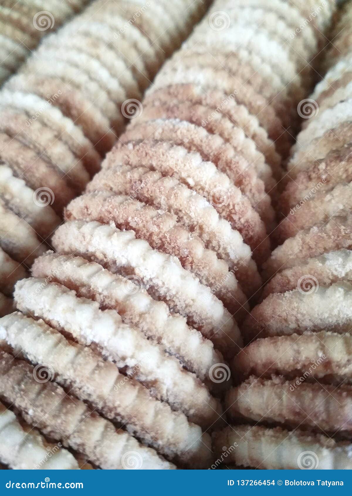 Round Thin Biscuits Sprinkled with Sugar. Photo Vertical Format.Texture ...