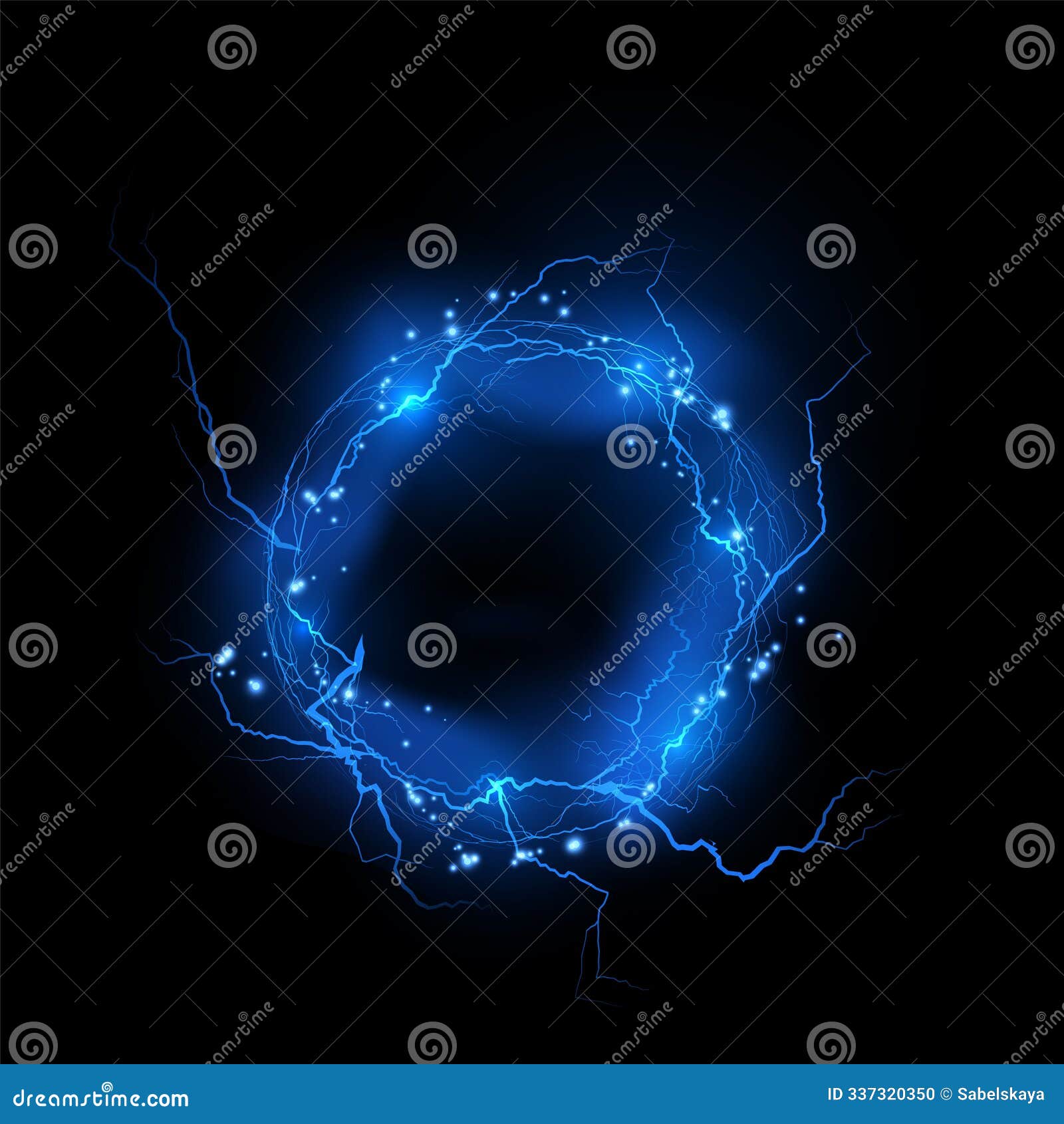 Round Thunderbolt, Blue Circle Bolt Lightning, Vector Shine Light Rays ...