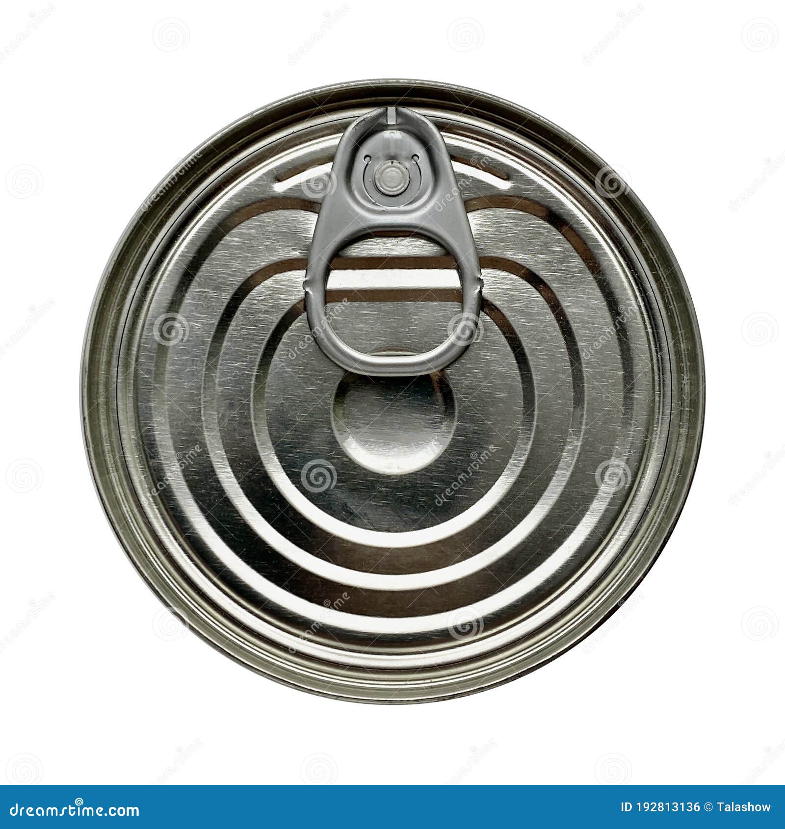 Round Tin Can with Key Opener on White Isolated Background Top View ...