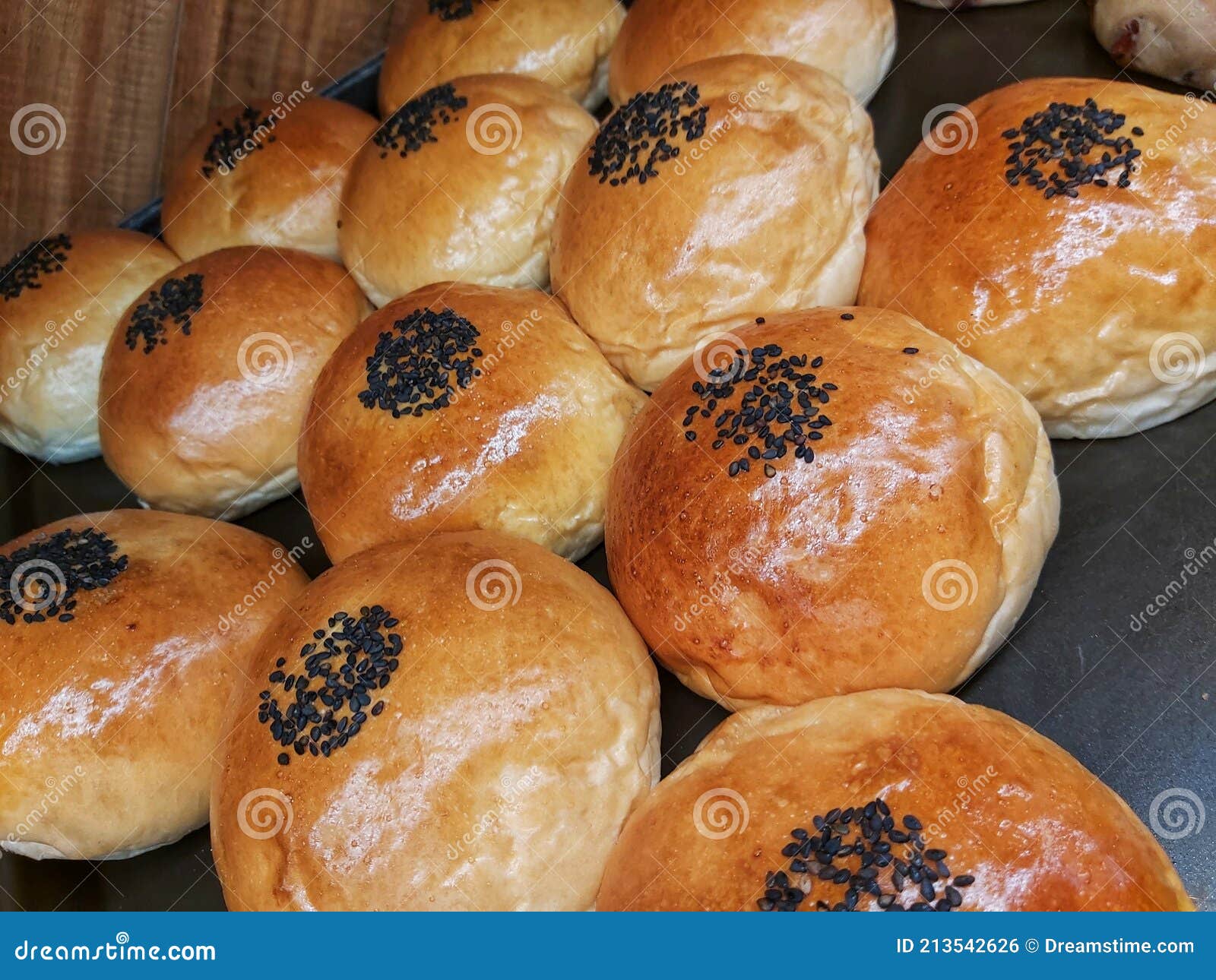 Round Toast with Brown Red Bean Filling Stock Photo - Image of bean ...