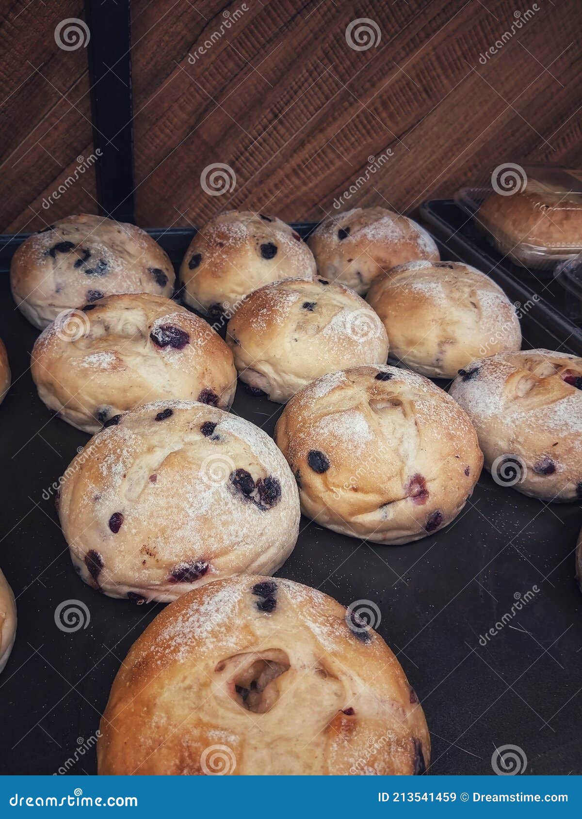 Round Toast with Choco Chips Inside and a Sprinkling of Powdered Sugar ...