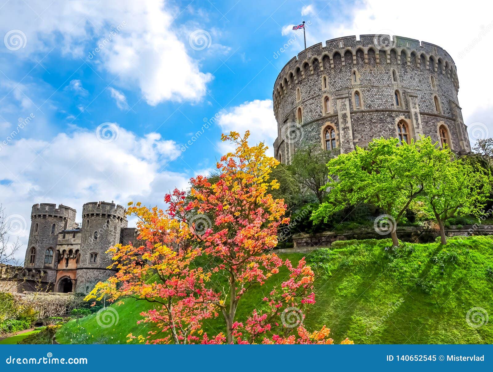 Round Tower of Windsor Castle, London Suburbs, UK Stock Image - Image ...