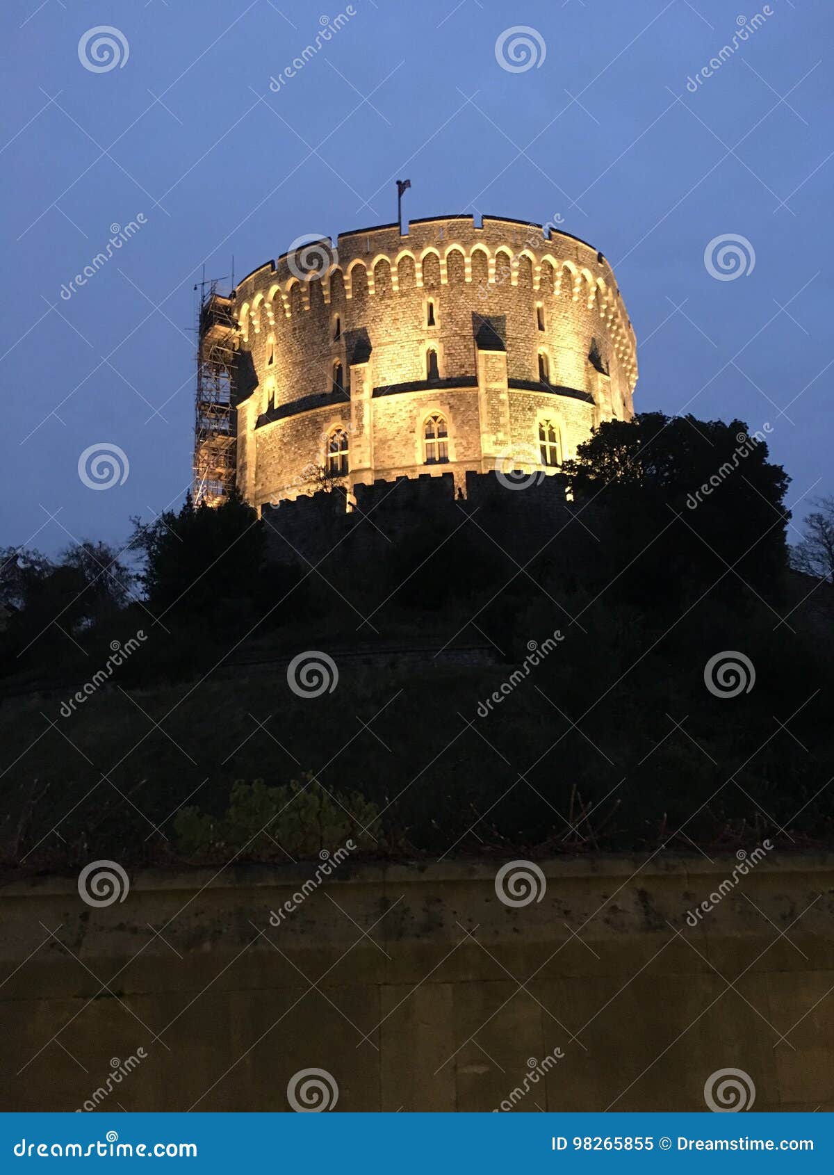 The round tower stock image. Image of castle, night, tower - 98265855