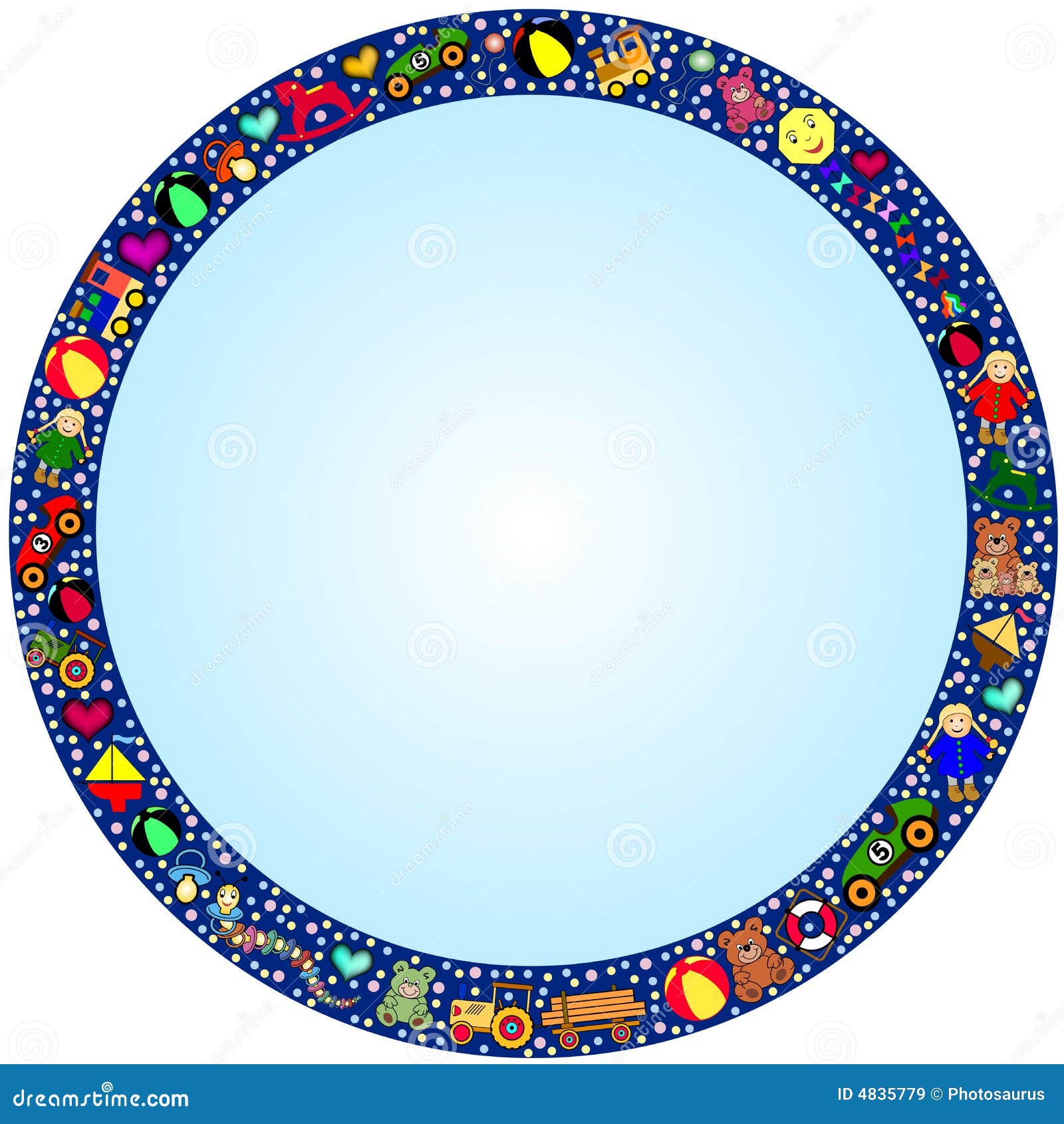 Round Toys Border Cartoon Vector | CartoonDealer.com #4835779